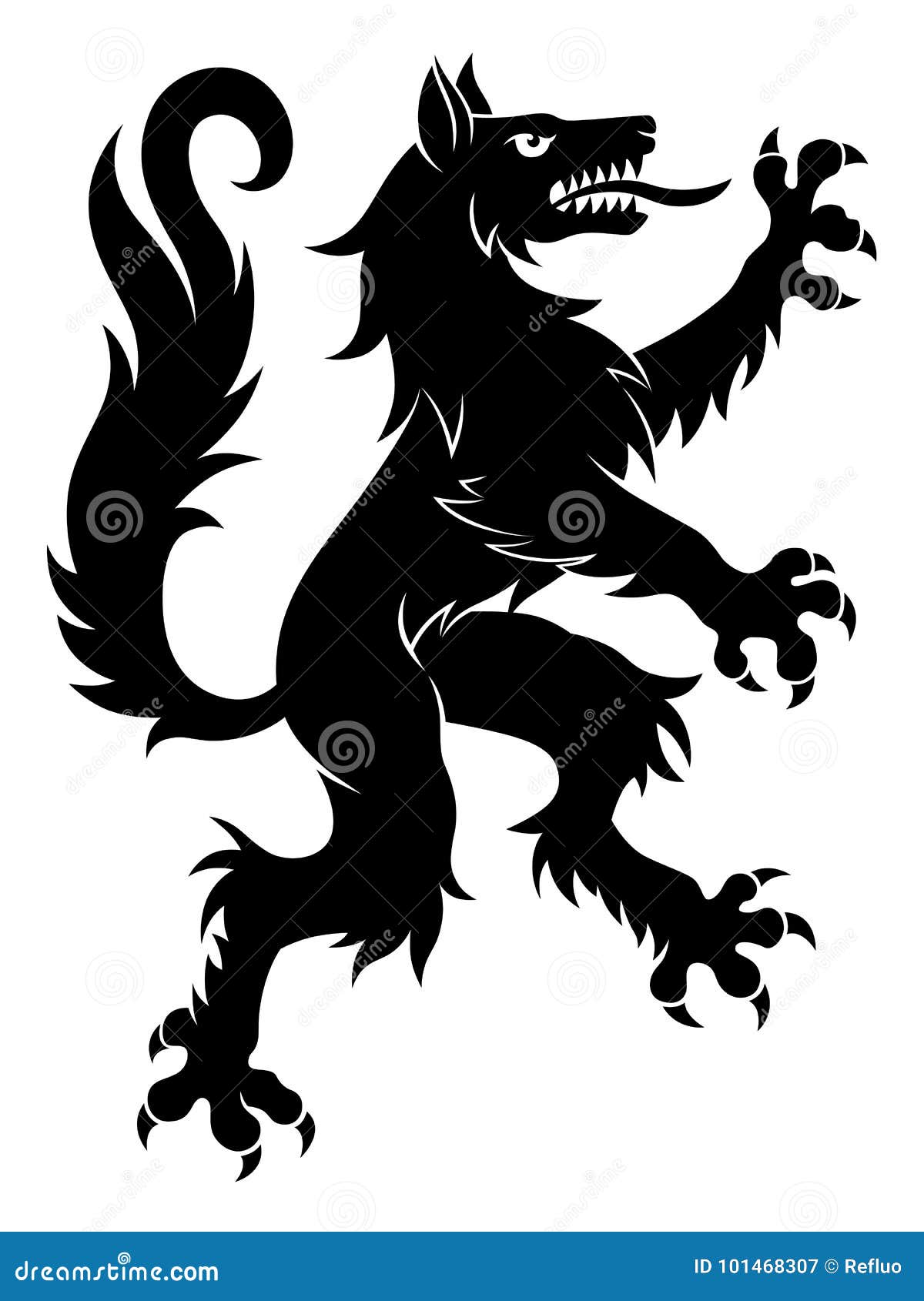 Heraldic Wolf Coat Of Arms Crest Tattoo Copysapce Background Cartoon ...