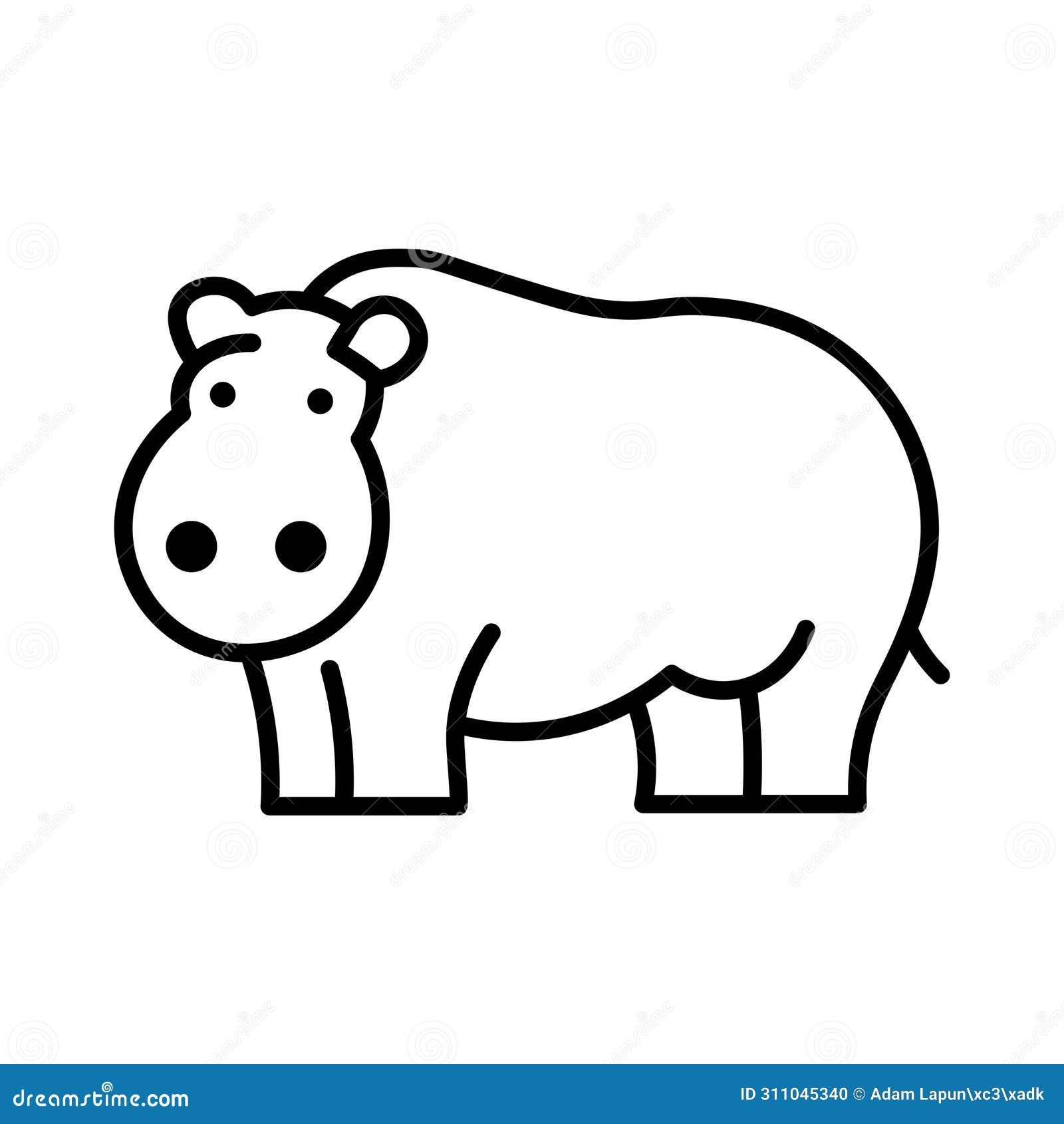 Black Vector Hippo Icon on White Background Stock Vector - Illustration ...