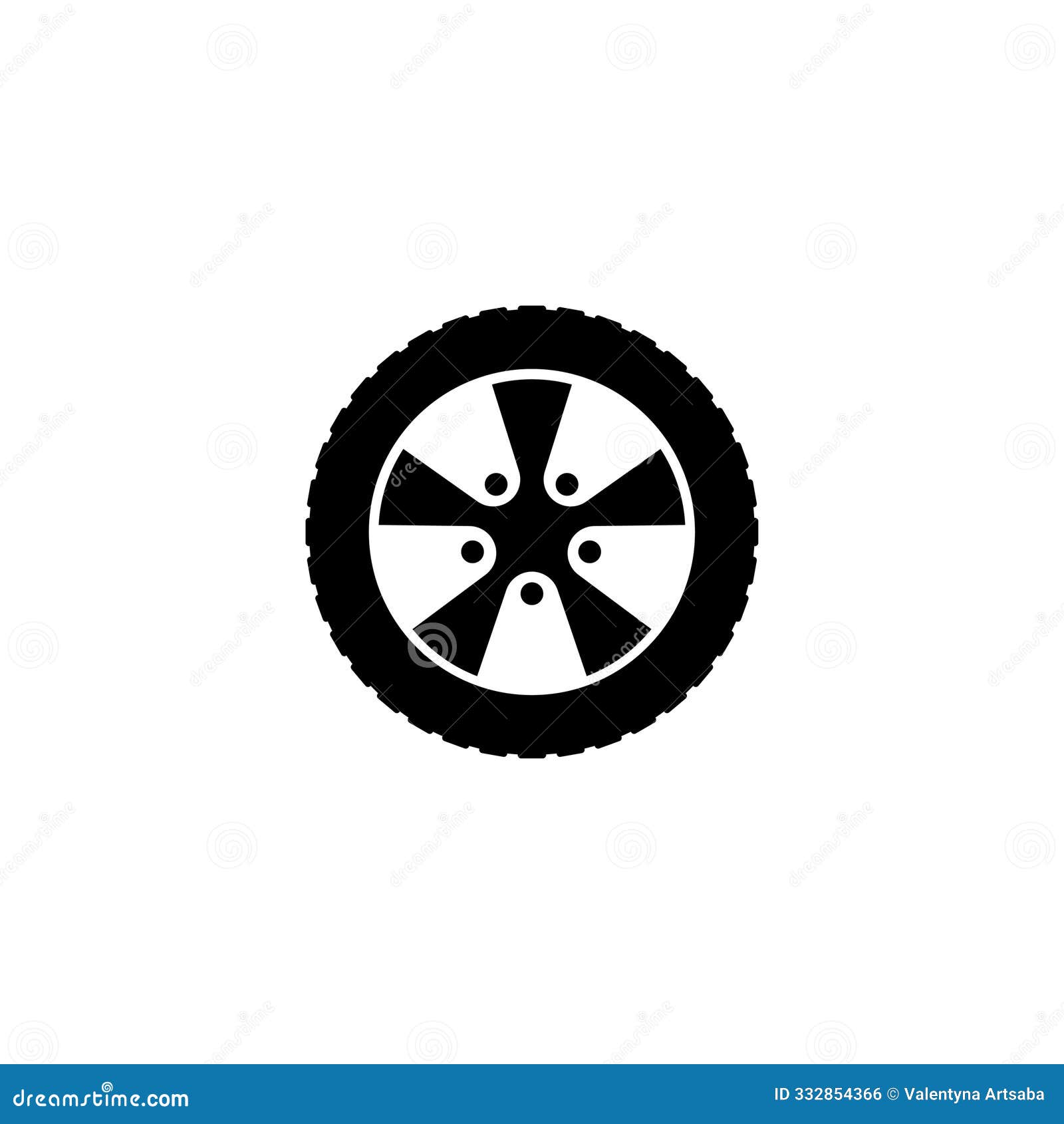 Black Vector Icon Featuring a Five-spoke Car Wheel Design Stock Vector ...