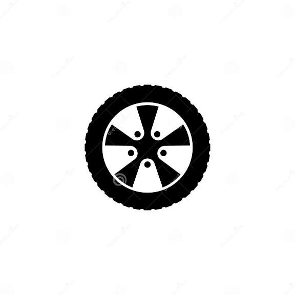 Black Vector Icon Featuring a Five-spoke Car Wheel Design Stock Vector ...