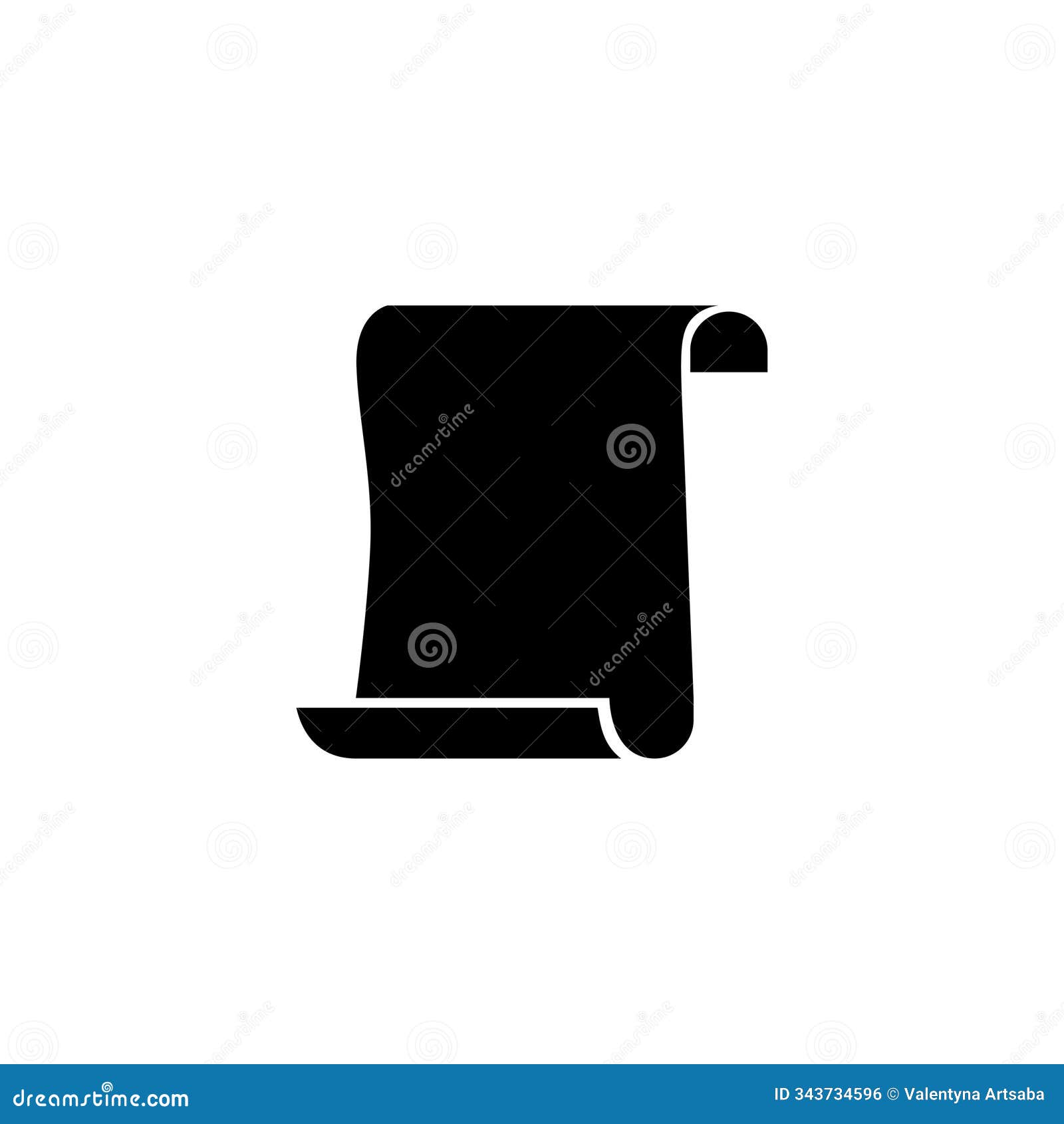 Black Vector Icon of a Scroll or Parchment Paper, Perfect for Education ...