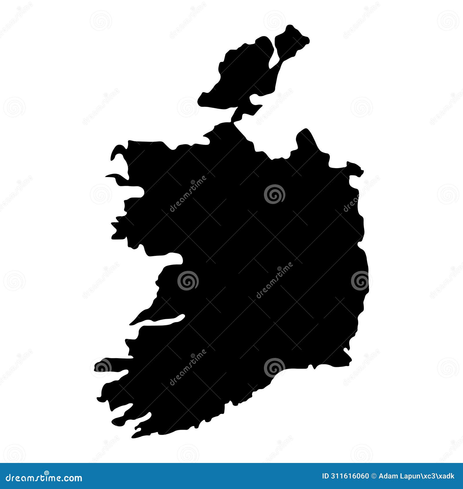Black Vector Ireland Map on White Background Stock Illustration ...