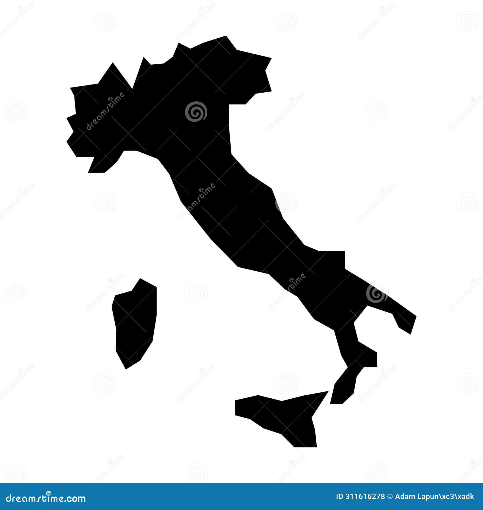Black Vector Italy Map on White Background Stock Vector - Illustration ...