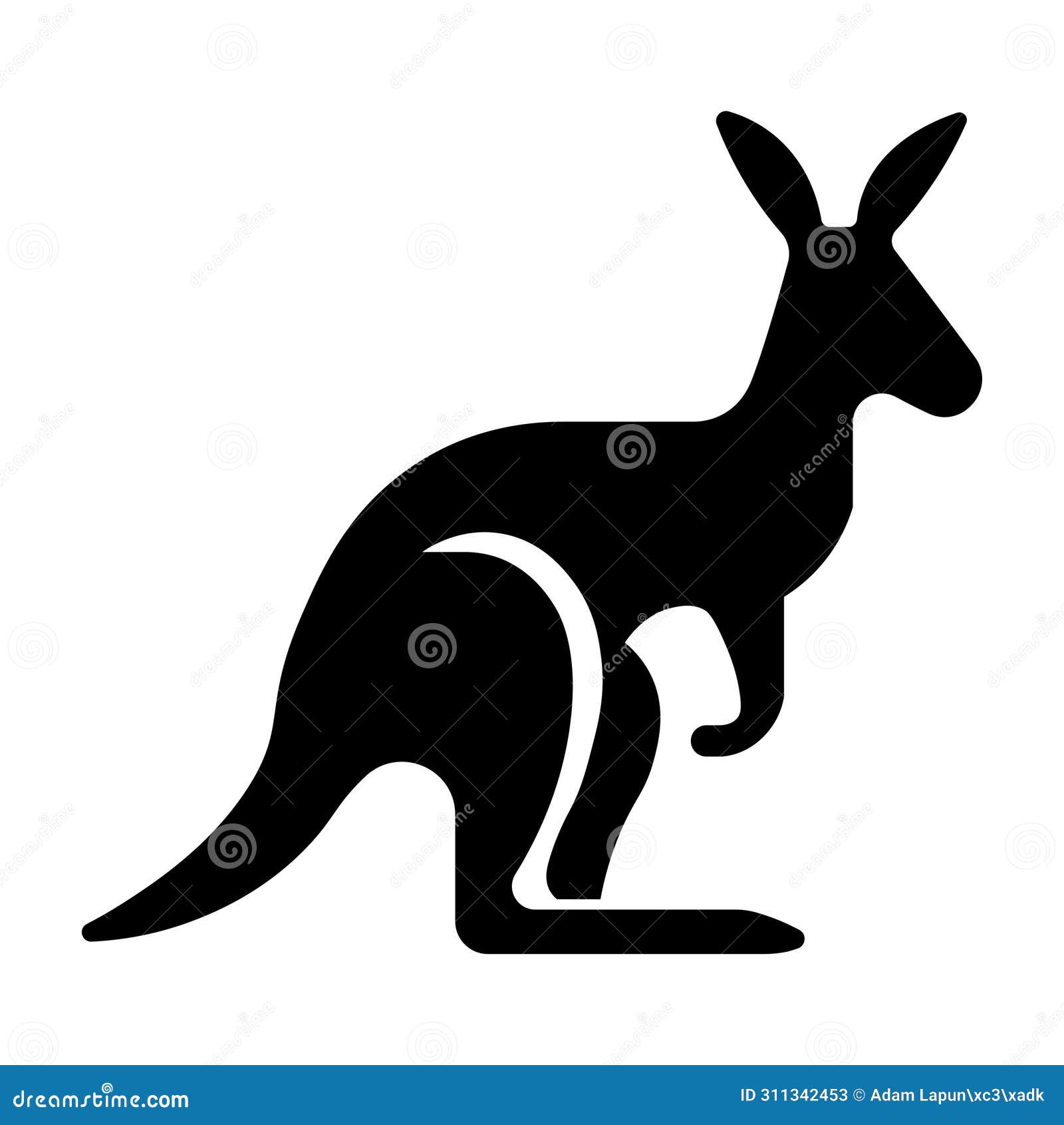 Black Vector Kangaroo Icon on White Background Stock Vector ...