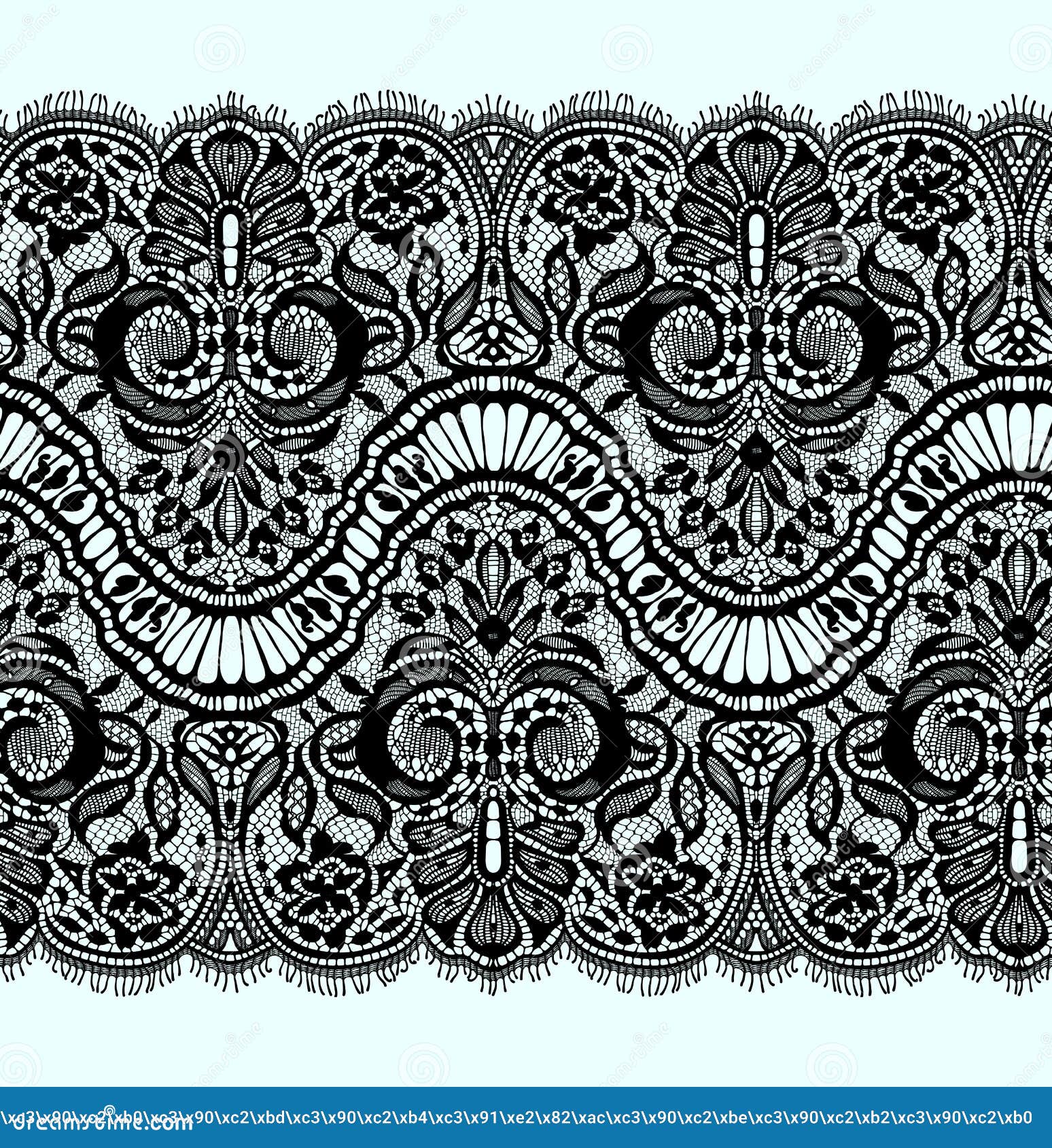 Black Vector Lace Ribbon Seamless Pattern. Stock Vector - Illustration ...