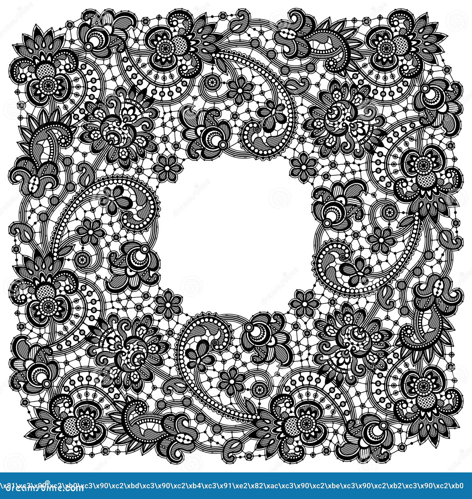 Black Vector Lace. Square Frame Stock Vector - Illustration of lace ...