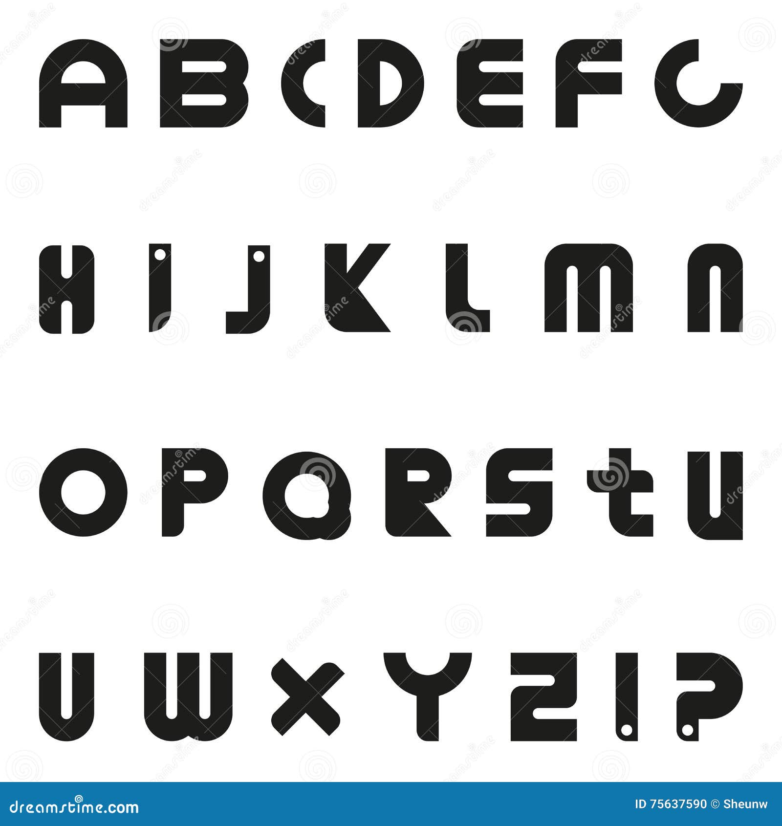 Black Vector Letters. Minimalist Alphabet. Stock Vector - Illustration ...