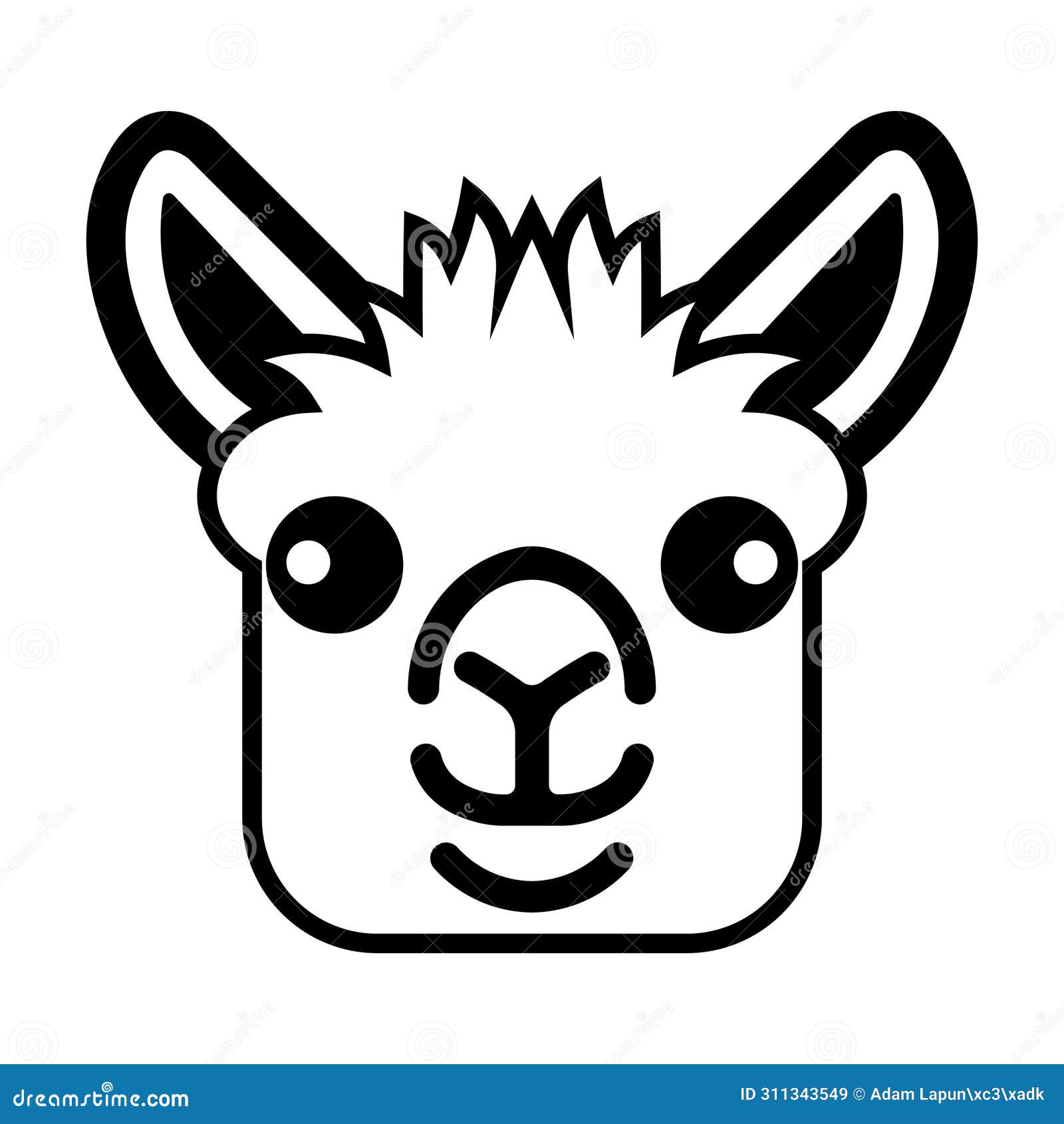 Black Vector Llama Icon on White Background Stock Vector - Illustration ...