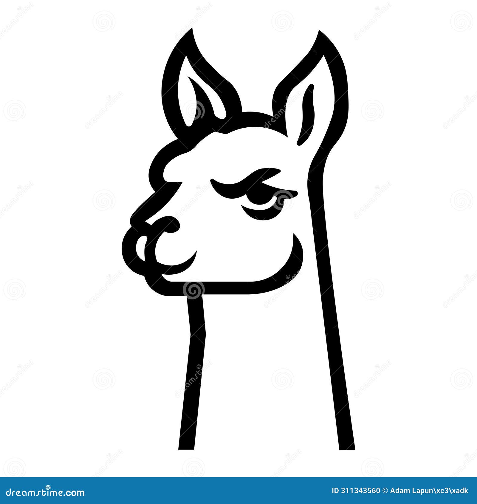 Black Vector Llama Icon on White Background Stock Vector - Illustration ...