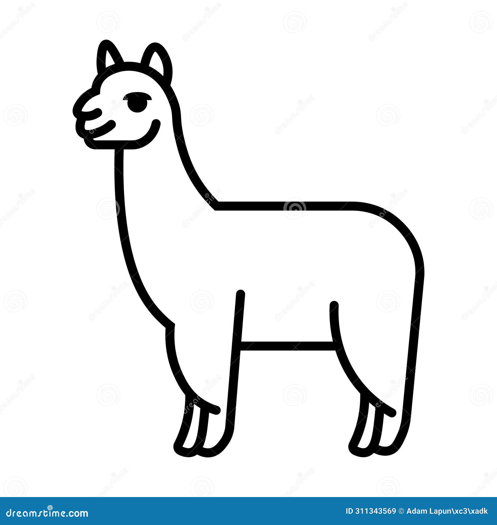 Black Vector Llama Icon on White Background Stock Vector - Illustration ...