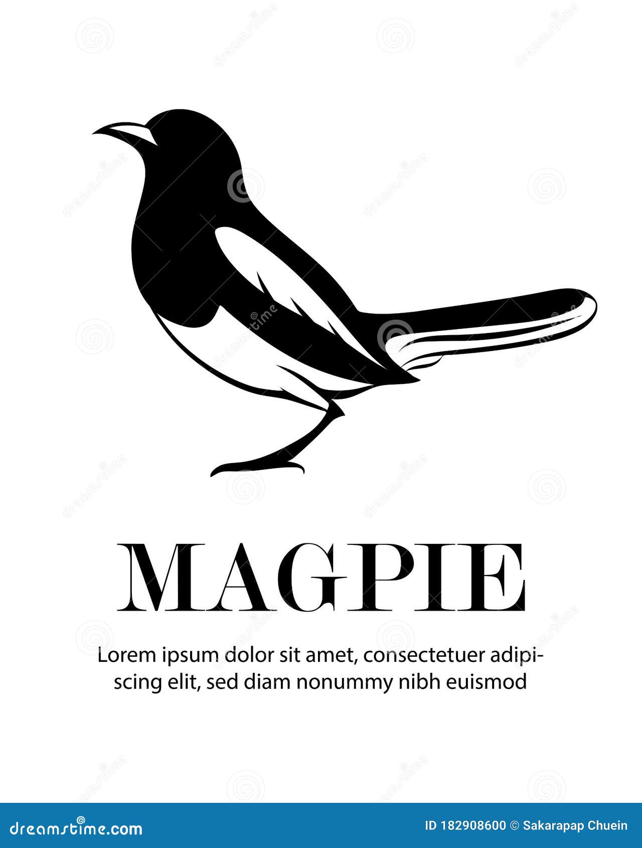 Black Vector Logo of a Magpie Eps 10 Stock Vector - Illustration of ...