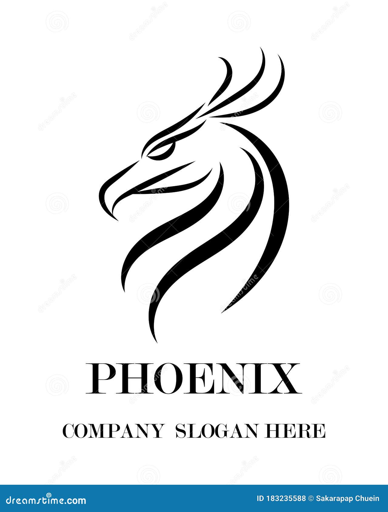 Black Vector Logo of Phoenix Head Eps 10 Stock Vector - Illustration of ...