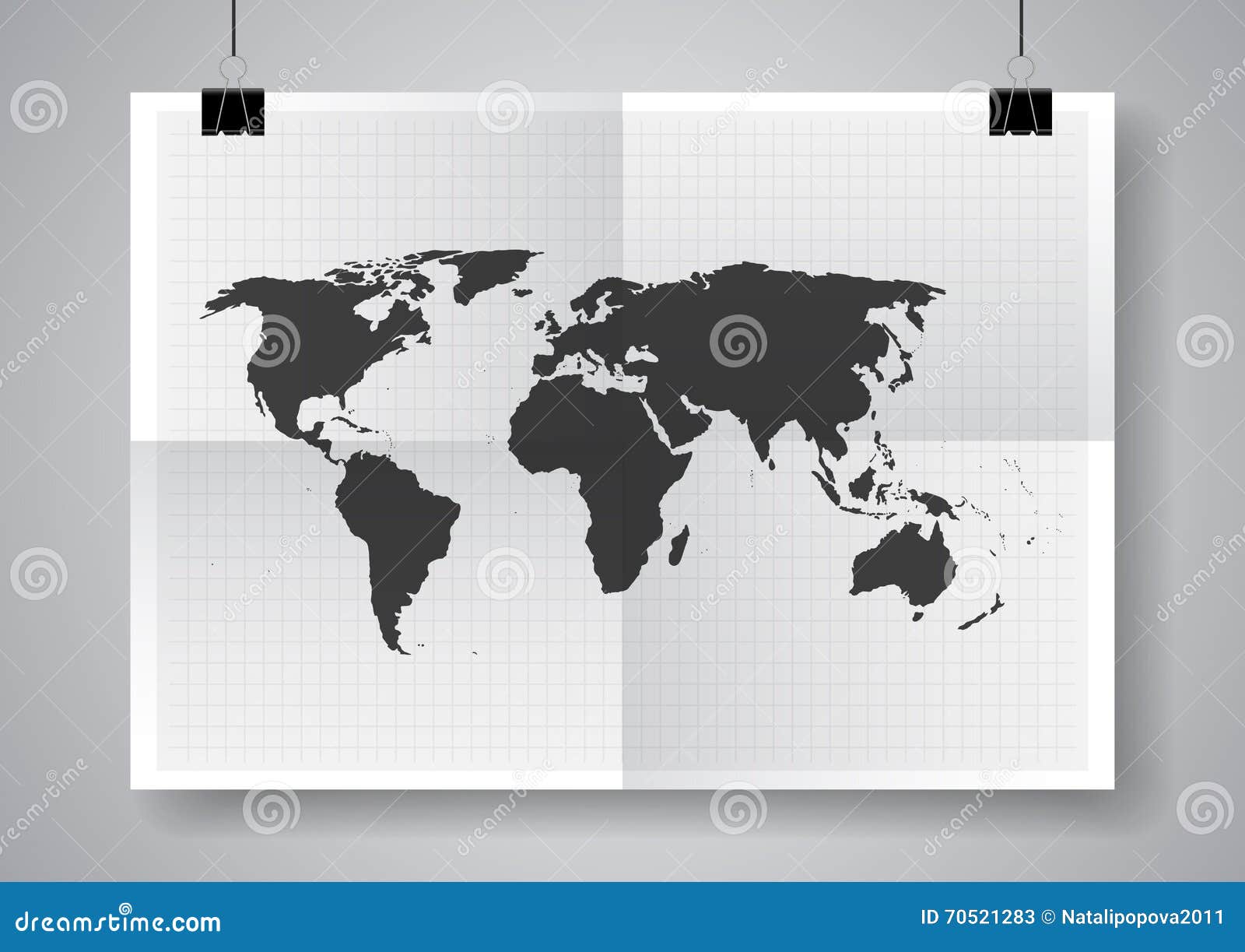 Twice A Folded Orange Poster With Clamps Cartoon Vector