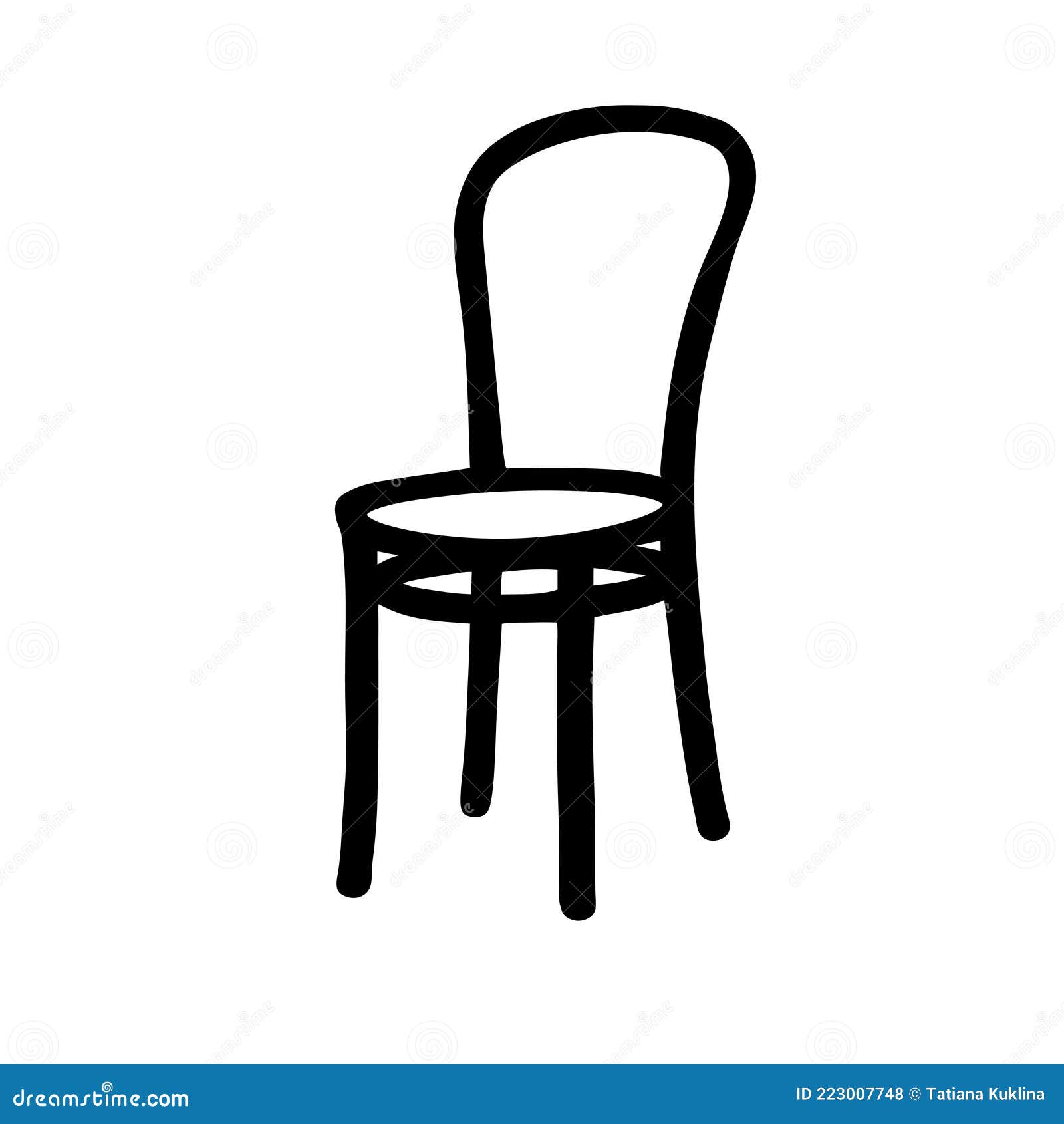 Black Vector Outline Illustration of a Chair Isolated on a White ...