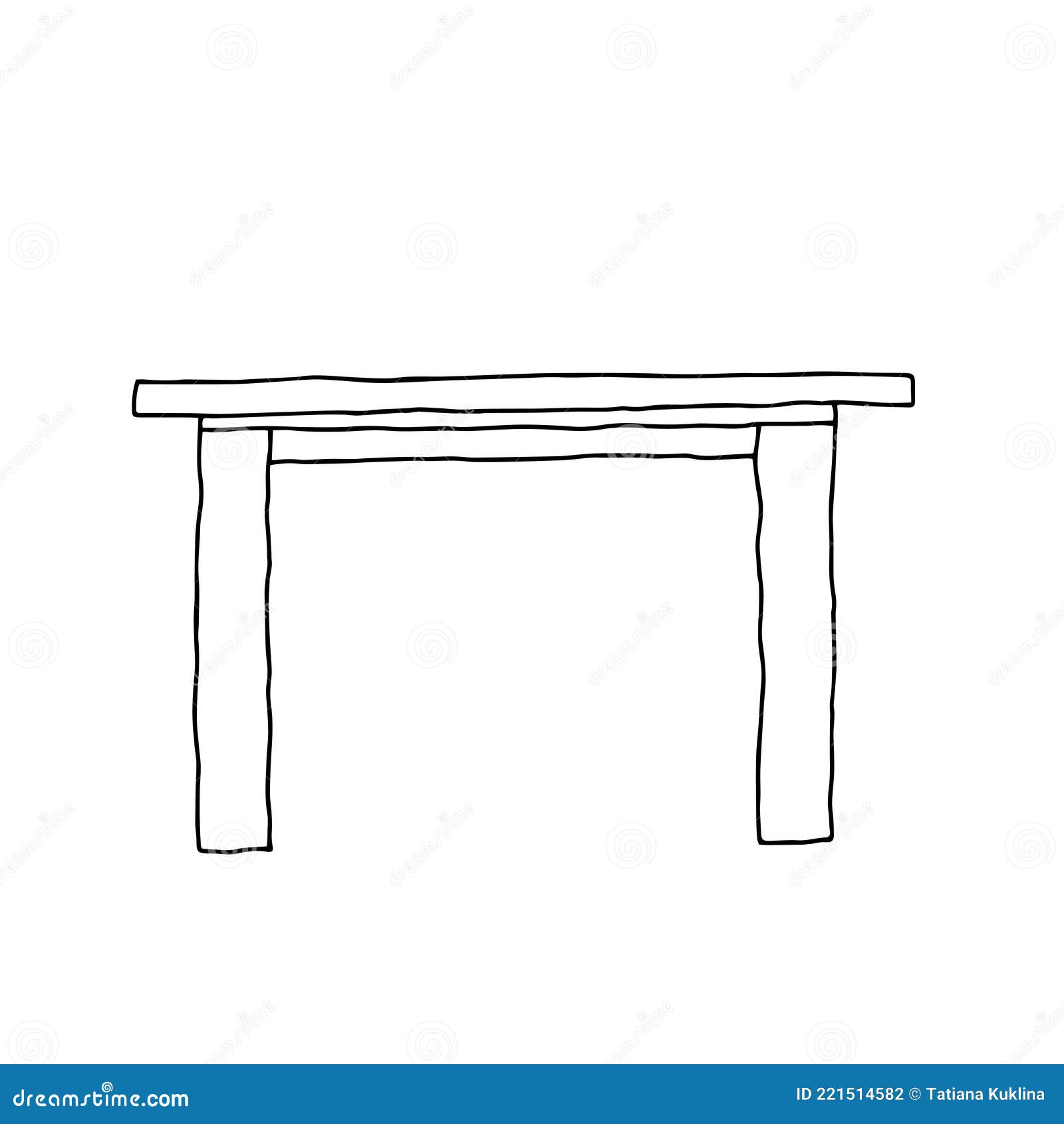 Black Vector Outline Illustration of a Table Isolated on a White ...