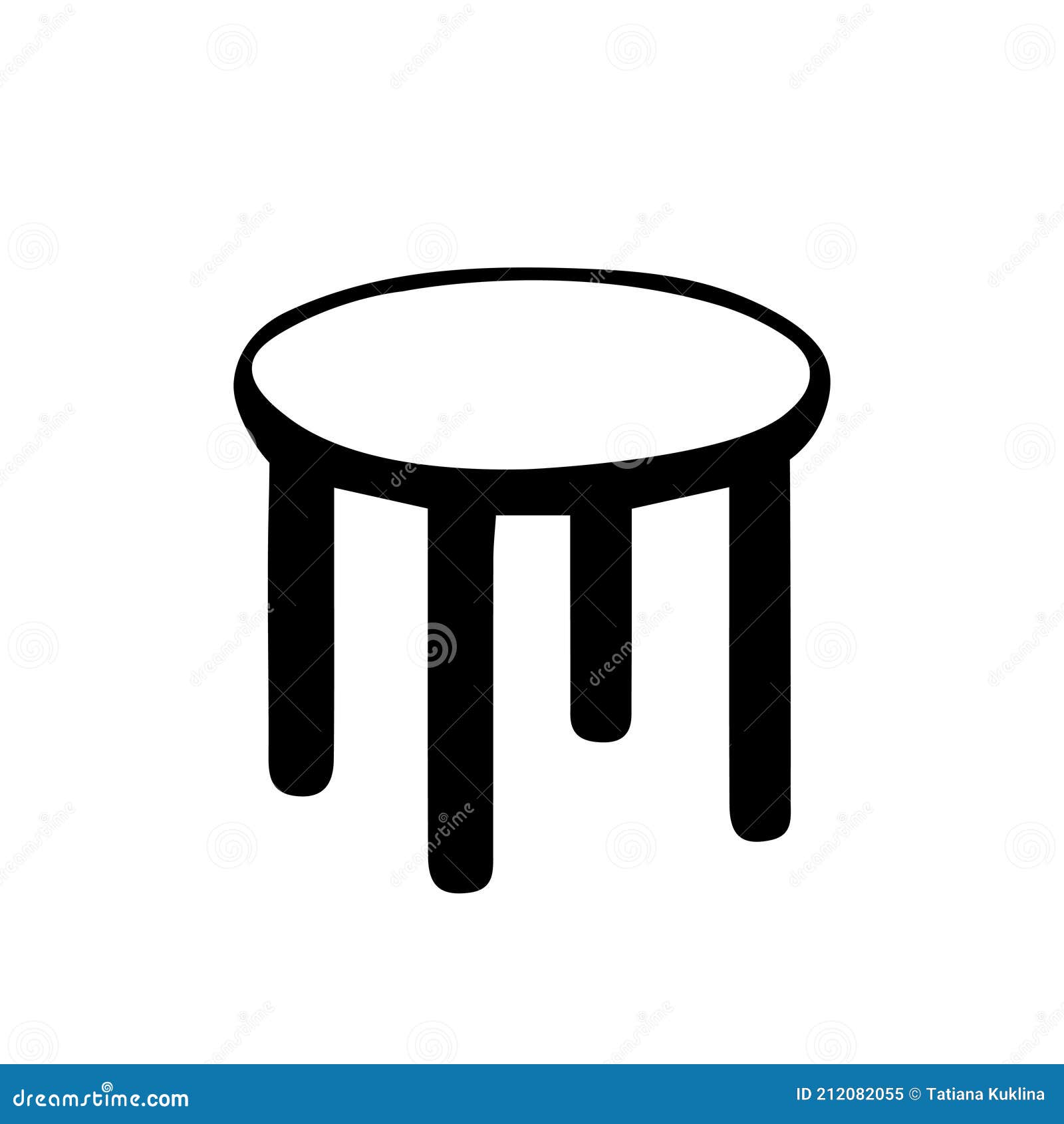 Black Vector Outline Illustration of a Table Isolated on a White ...