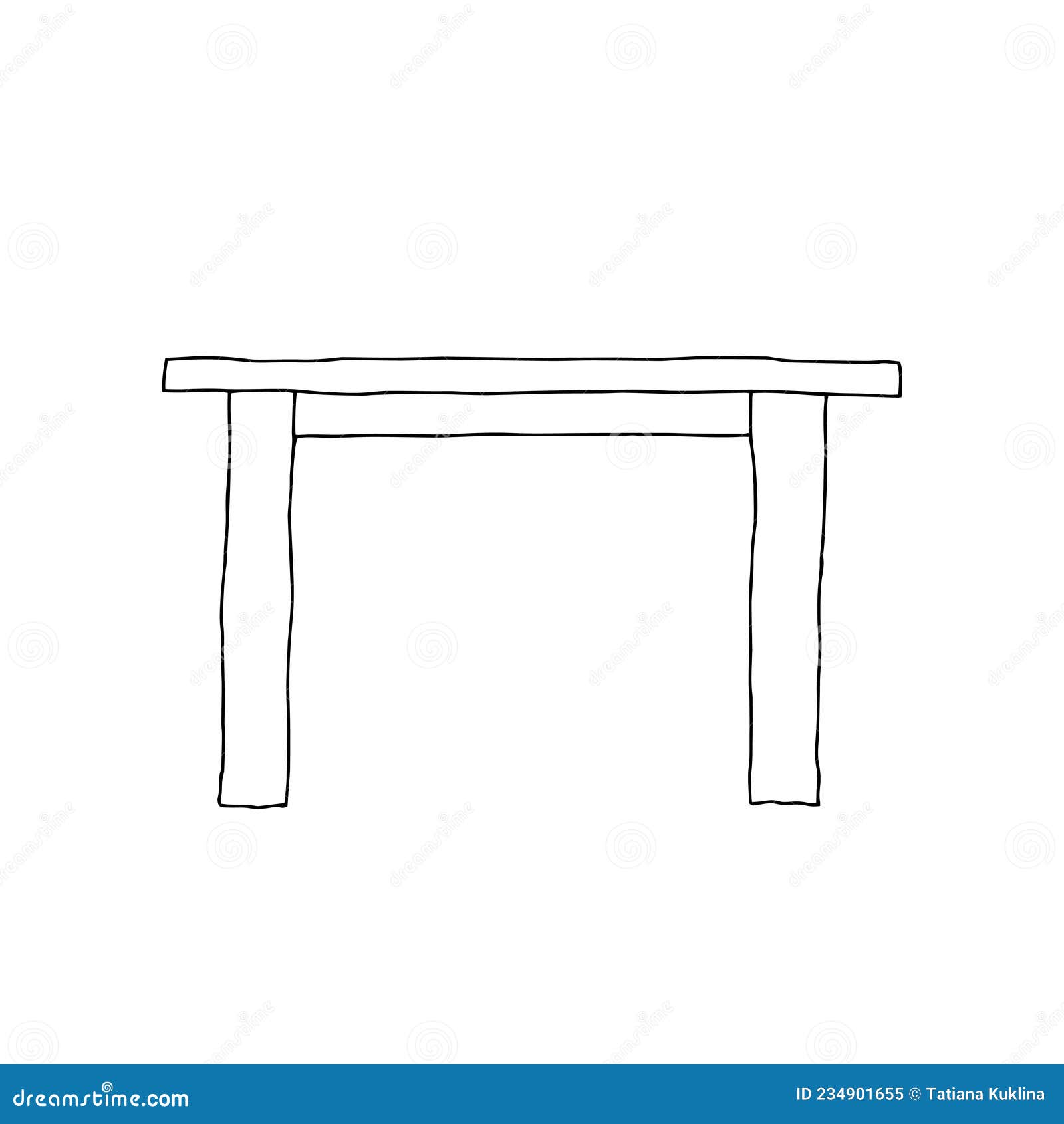 Black Vector Outline Illustration of a Table Isolated on a White ...