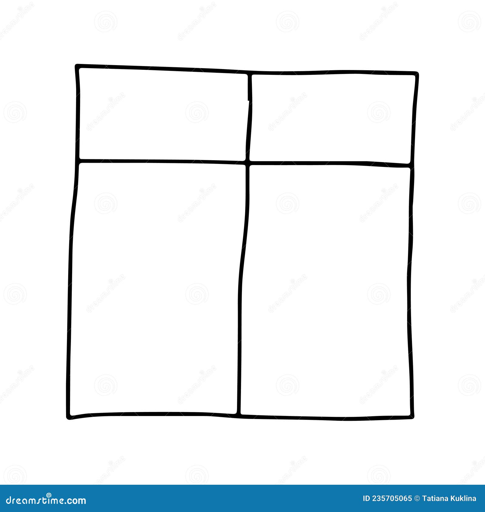 Black Vector Outline Illustration of a Window Isolated on a White ...