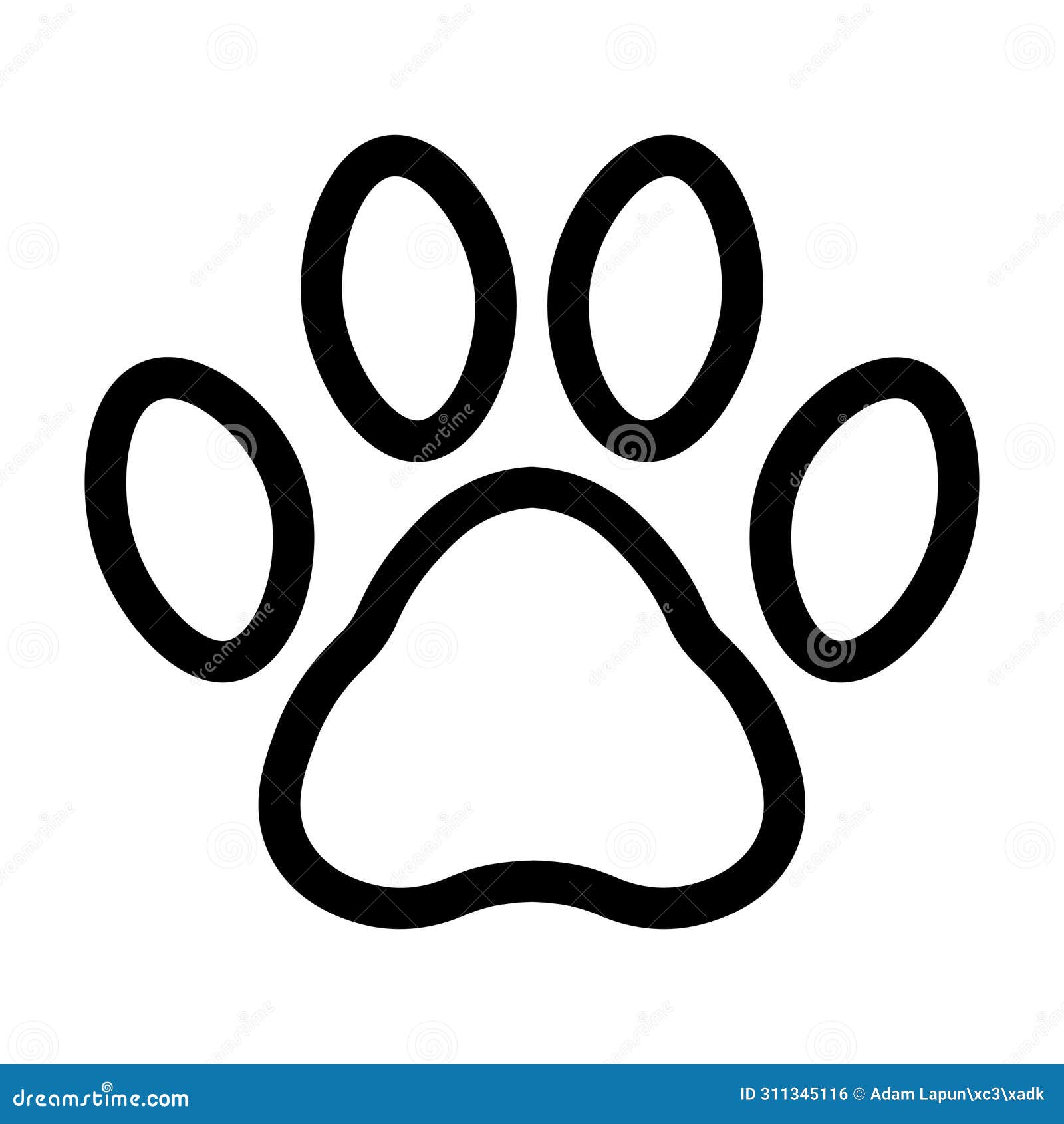 Black Vector Paw Icon on White Background Stock Vector - Illustration ...