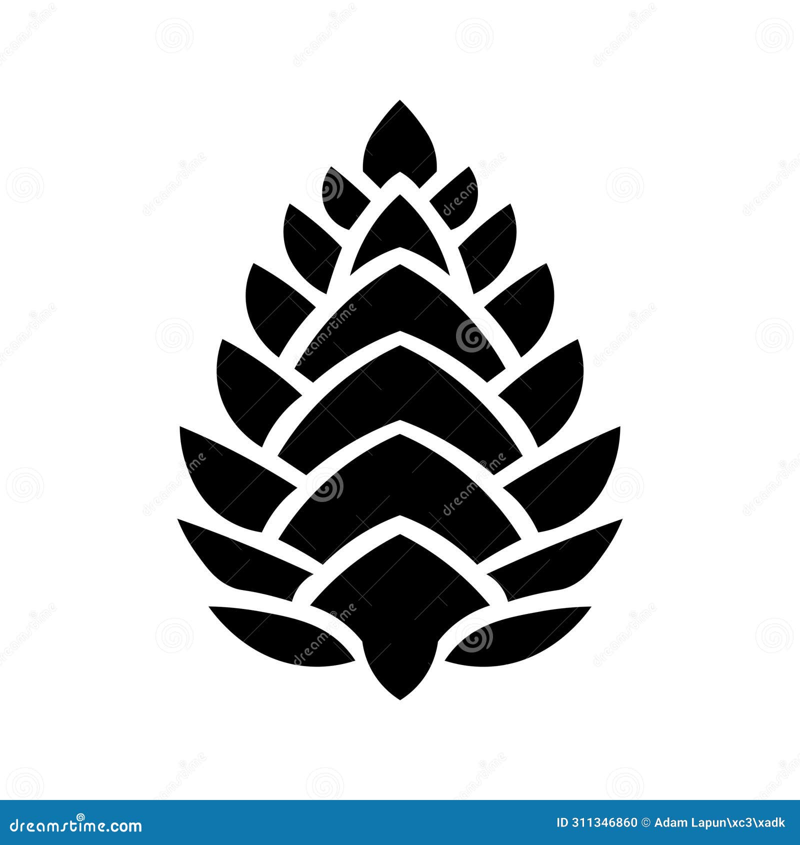 Black Vector Pine Cone Icon on White Background Stock Illustration ...