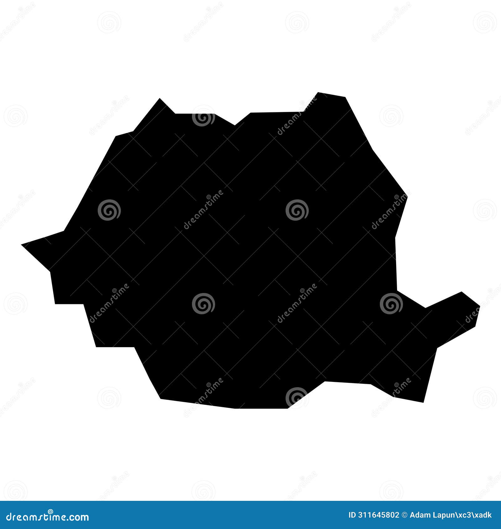 Black Vector Romania Map on White Background Stock Vector ...