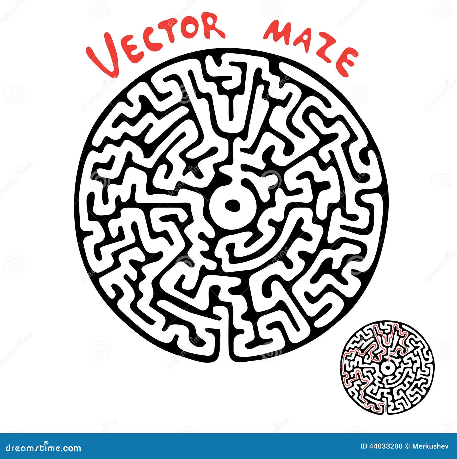 Black vector round maze stock vector. Illustration of complicated ...