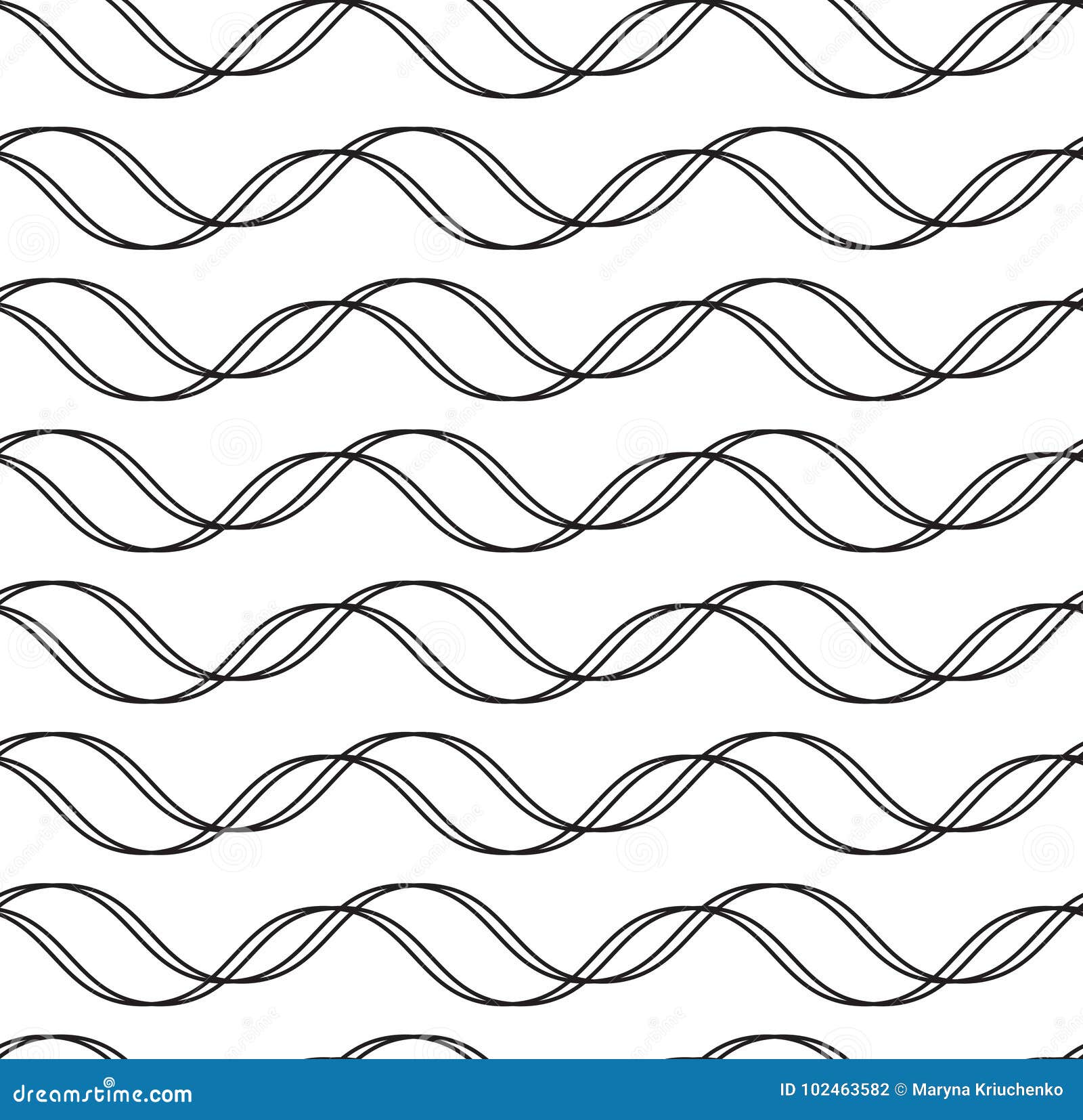 Black Vector Seamless Wavy Line Pattern Stock Vector - Illustration of ...