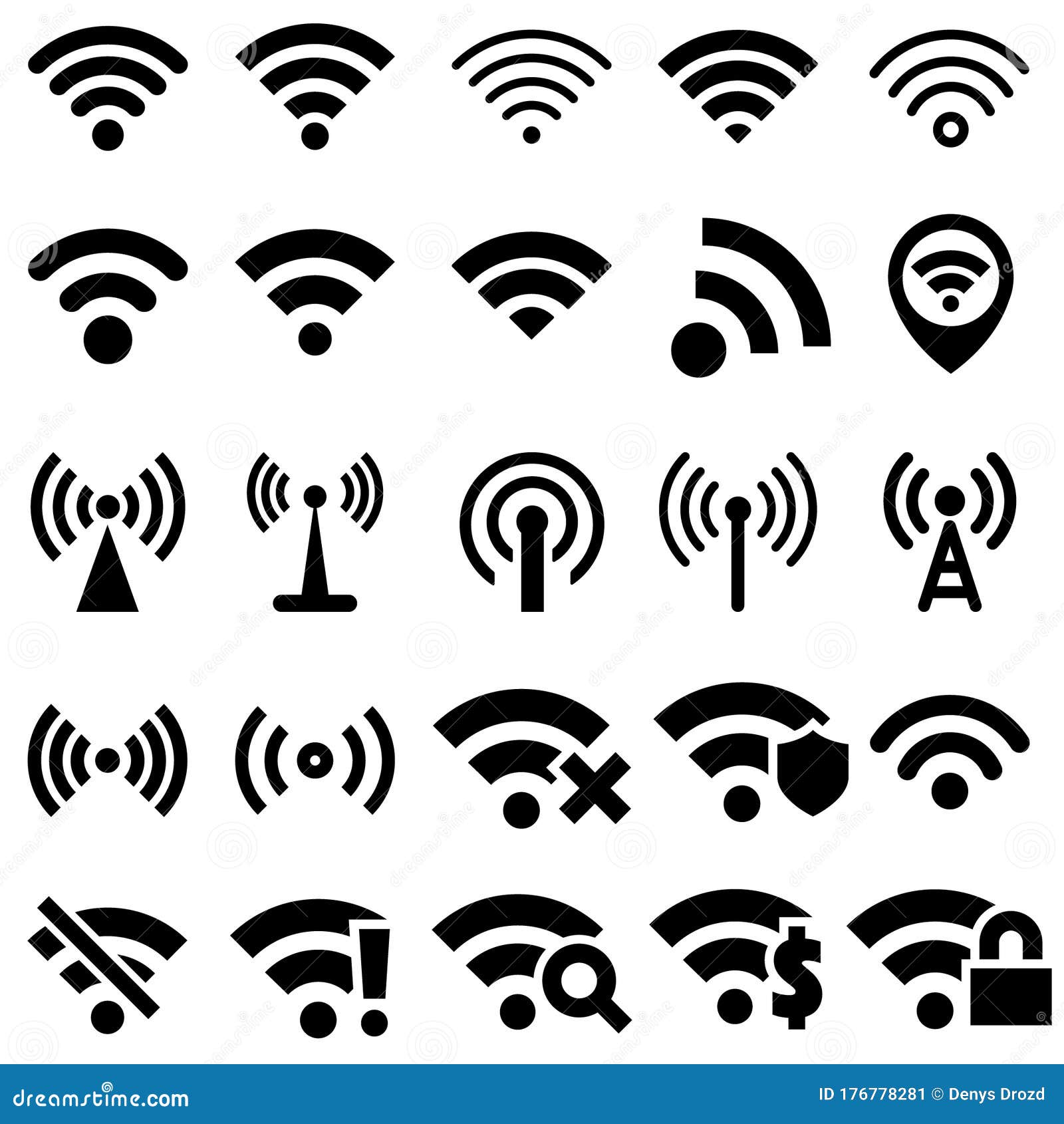 Black Vector Set Wi-fi Icons. Wifi Signal Illustration Sign Collection ... Black Vector Set Wi-fi Icons. Wifi Signal Illustration Sign Collection ...