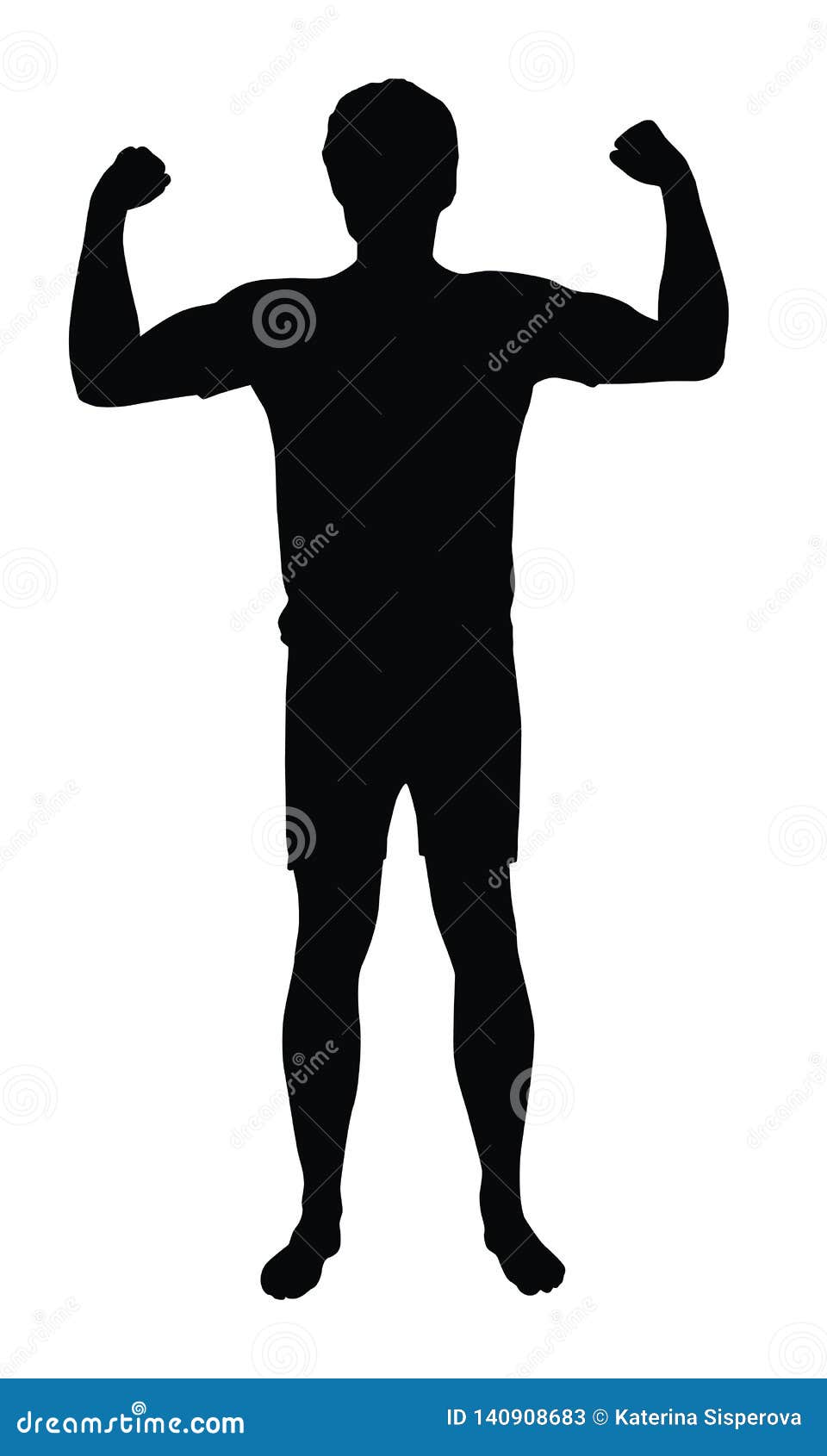 Black Vector Silhouette of Strong Young Man Isolated on White ...