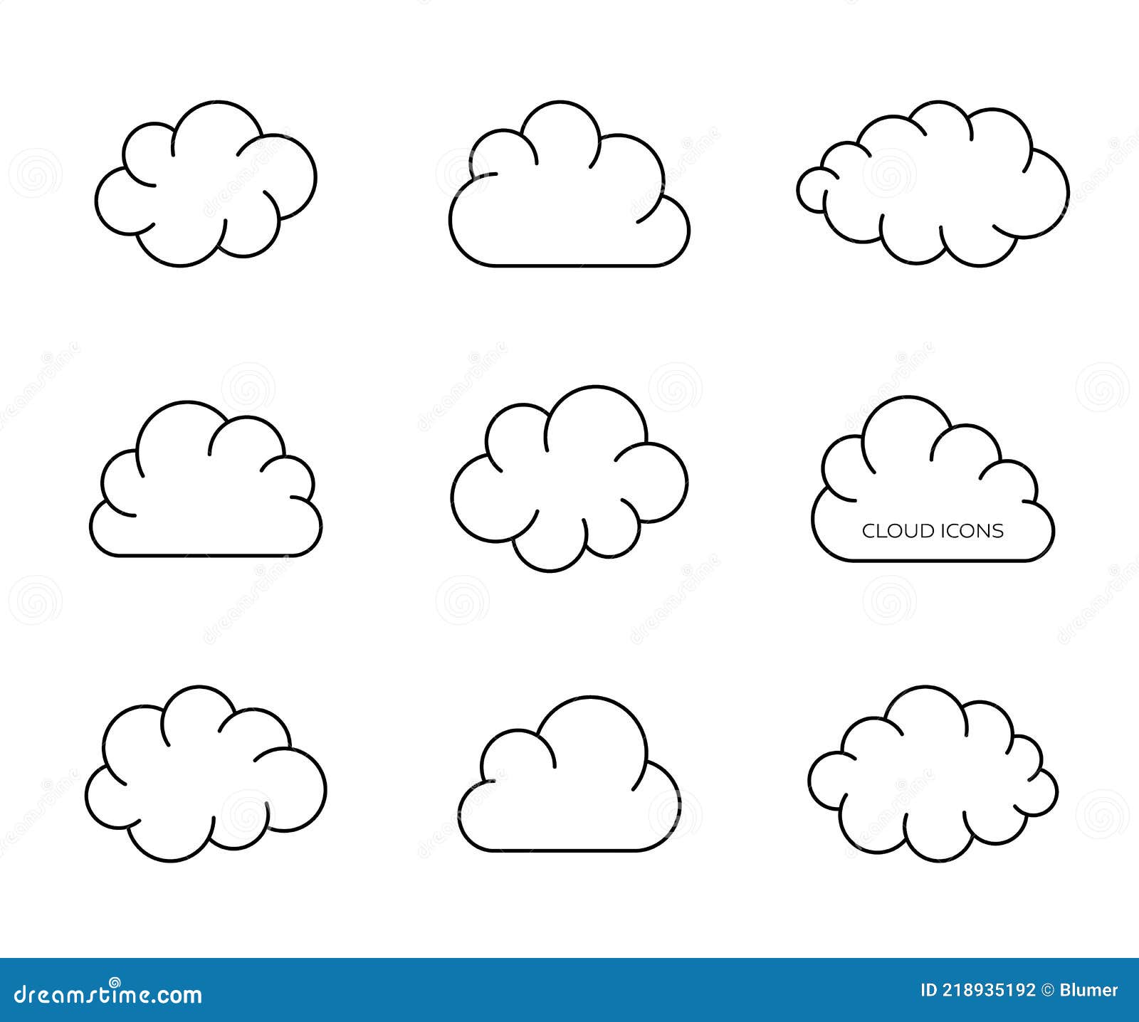 Black Vector Simple Clouds Thin Line Design Stock Vector - Illustration ...