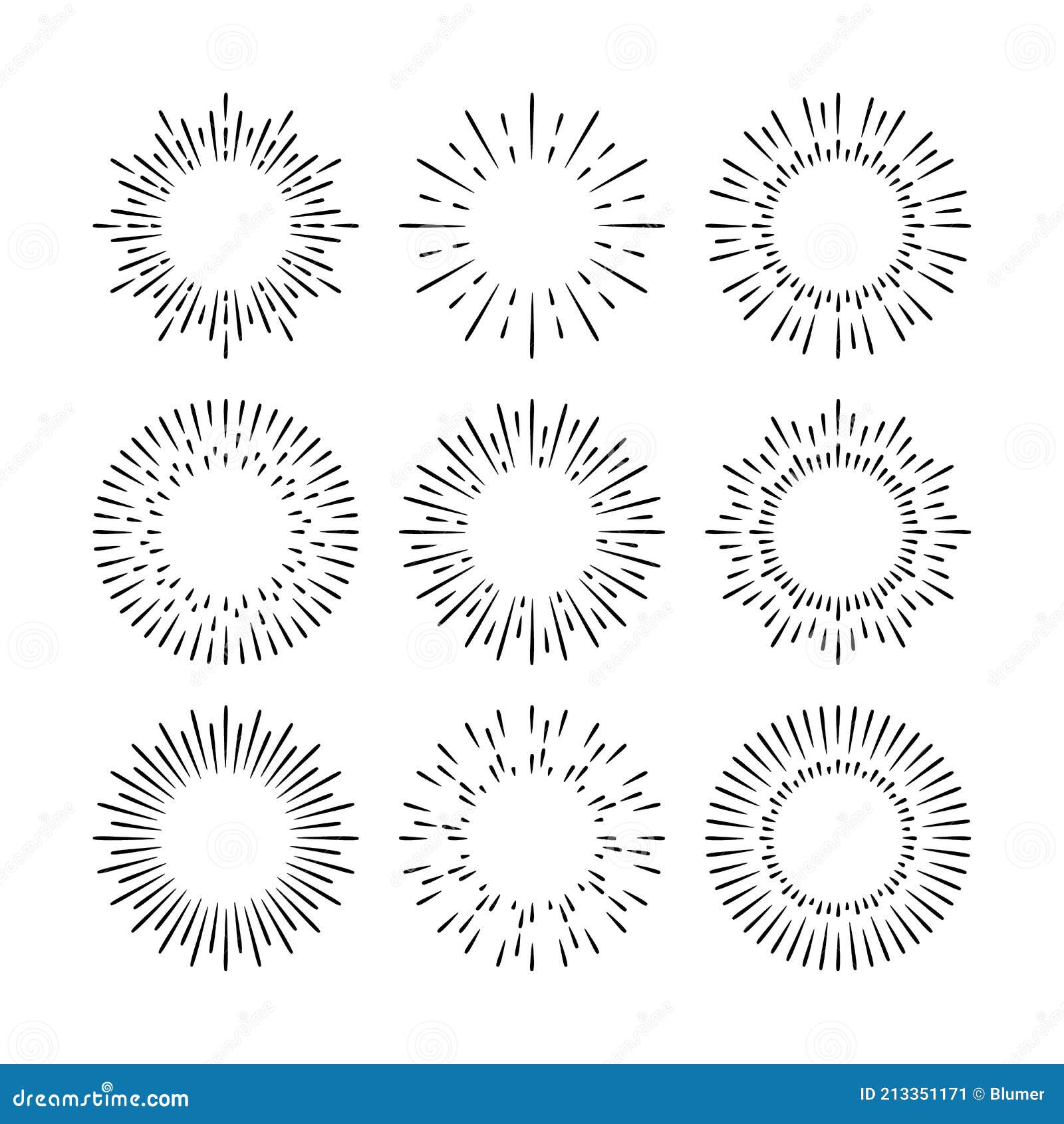 Black Vector Sunburst Design Elements Set Isolated Stock Vector ...