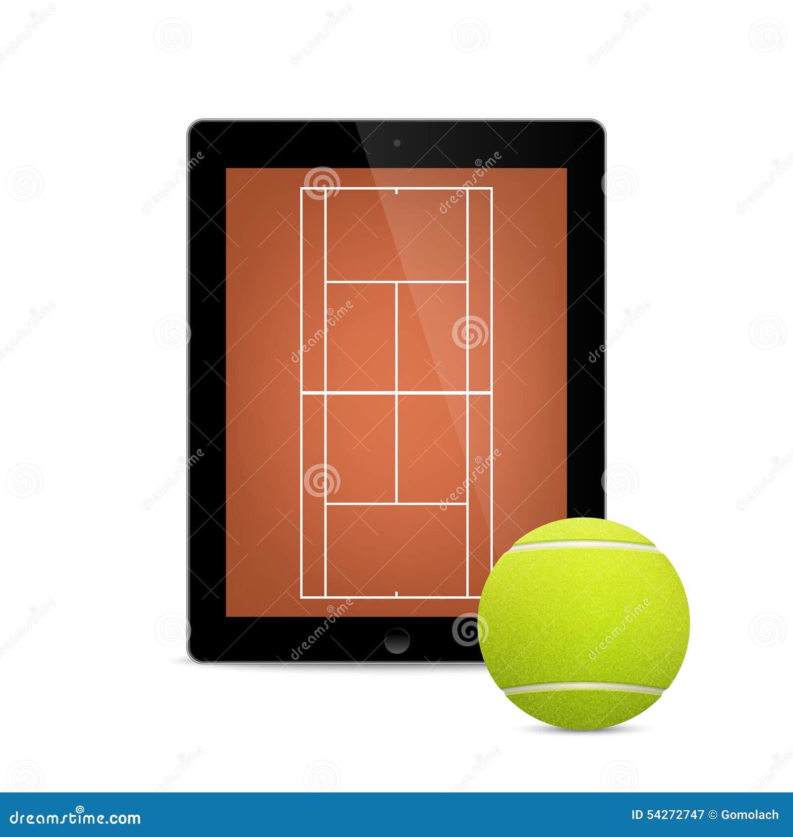 Black Vector Tablet with Tennis Ball and Field on Stock Vector ...