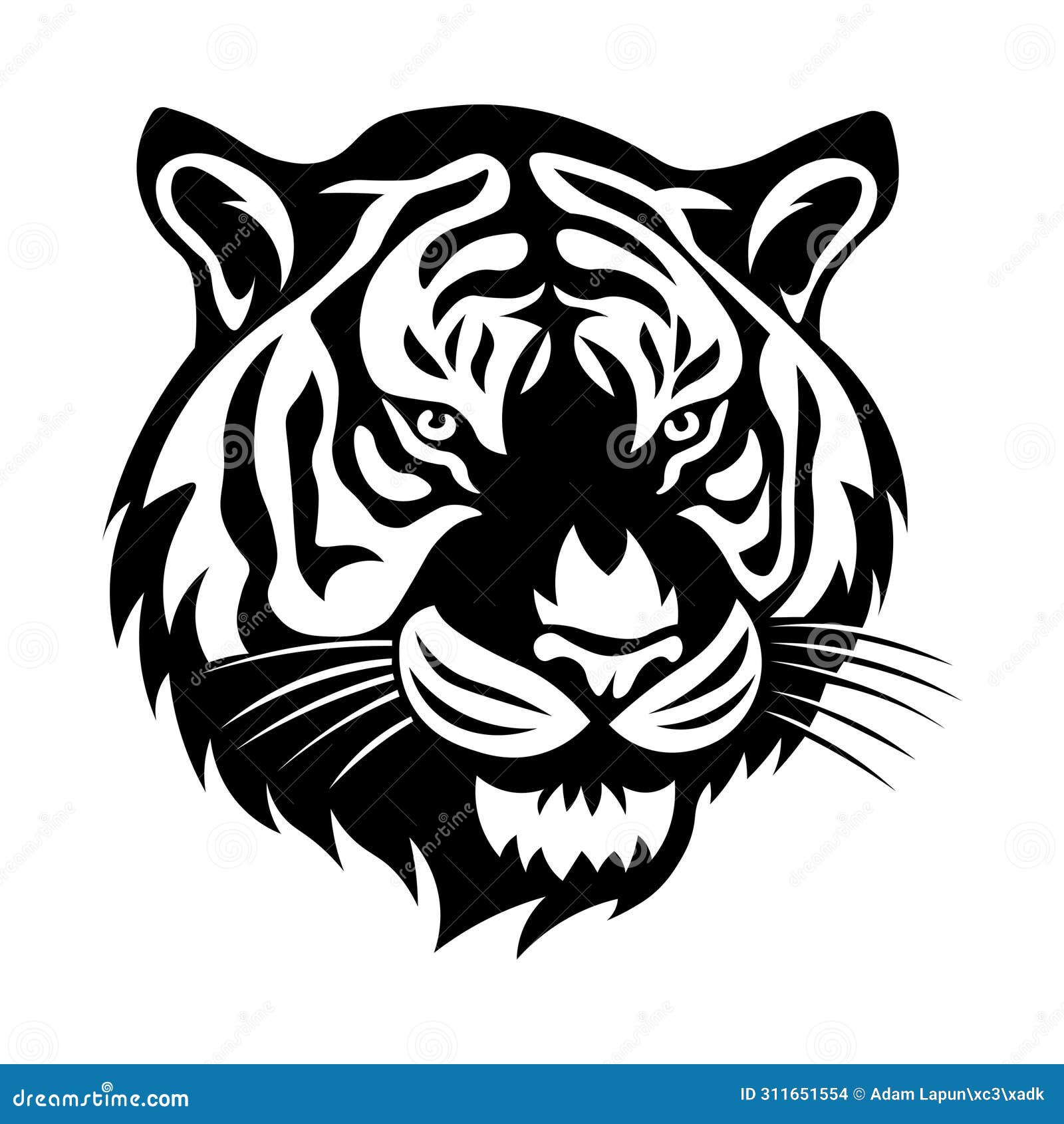 Black Vector Tiger Icon on White Background Stock Vector - Illustration ...