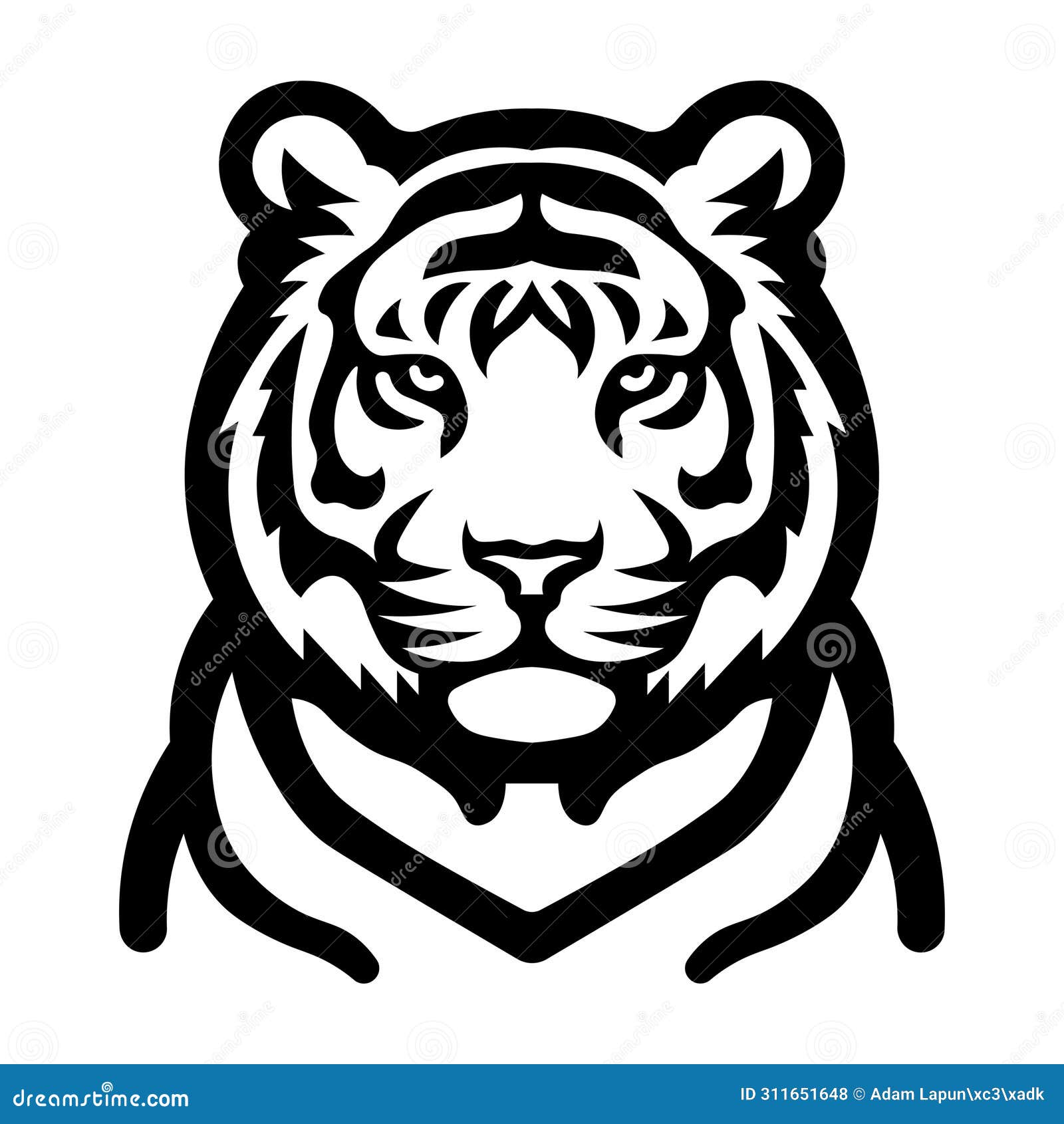 Black Vector Tiger Icon on White Background Stock Illustration ...