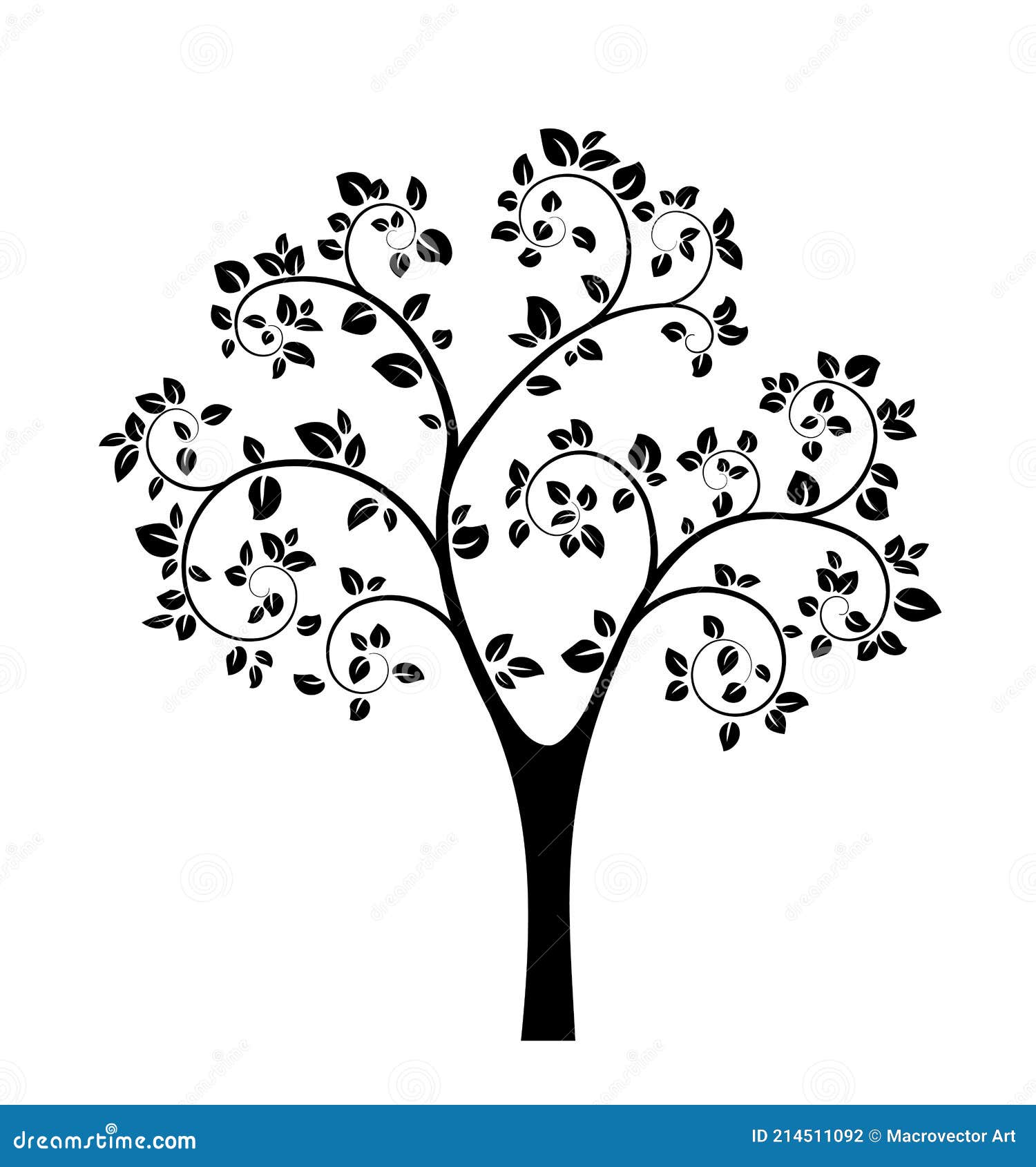 Black Vector Tree stock vector. Illustration of forest - 214511092
