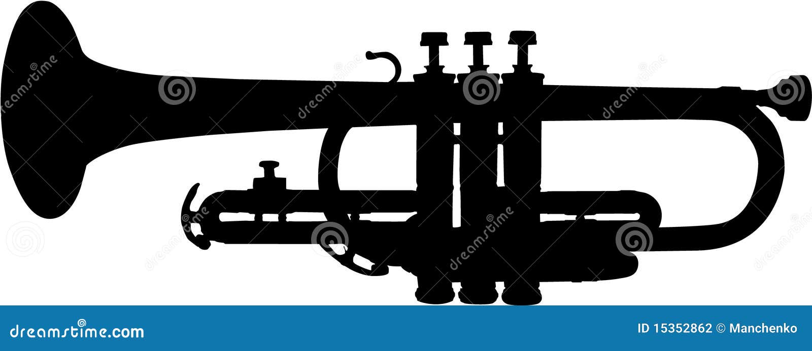 Black vector trumpet stock illustration. Illustration of silhouette ...