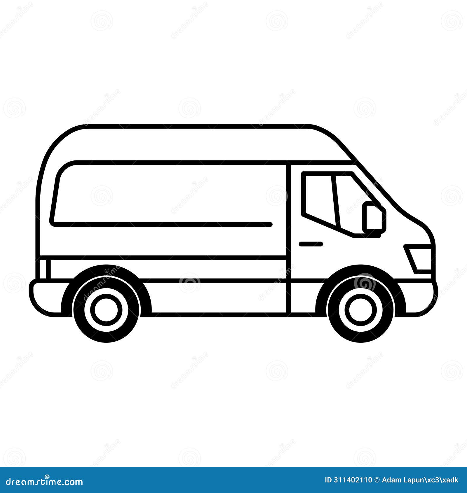 Black Vector Van Icon on White Background Stock Vector - Illustration ...