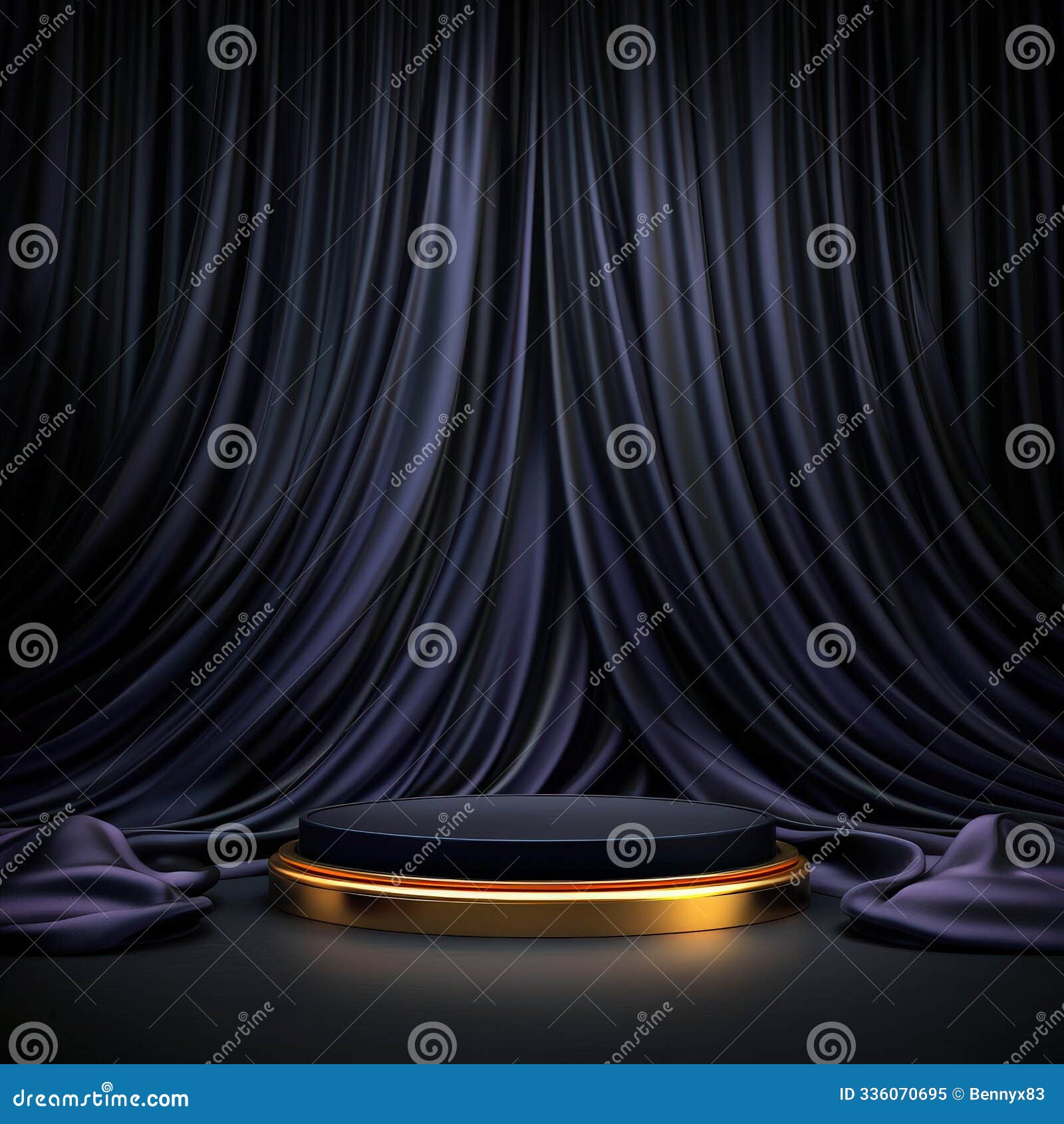 Black Velvet Stage with Gold Trim. Stock Illustration - Illustration of ...