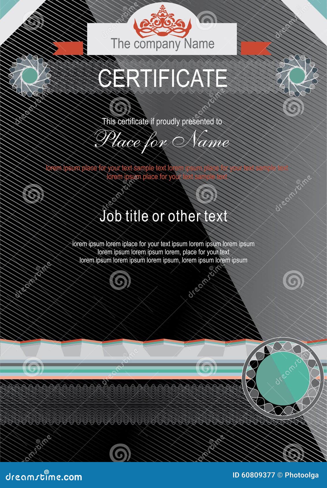 Black Vertical Certificate with Crown Stock Vector - Illustration of modern, elements: 60809377