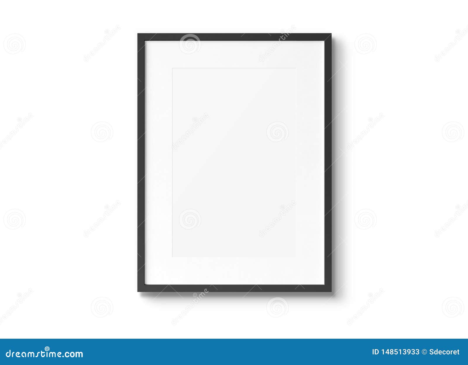 Black Vertical Wooden Frame on Wall Background 3D Rendering Stock ...