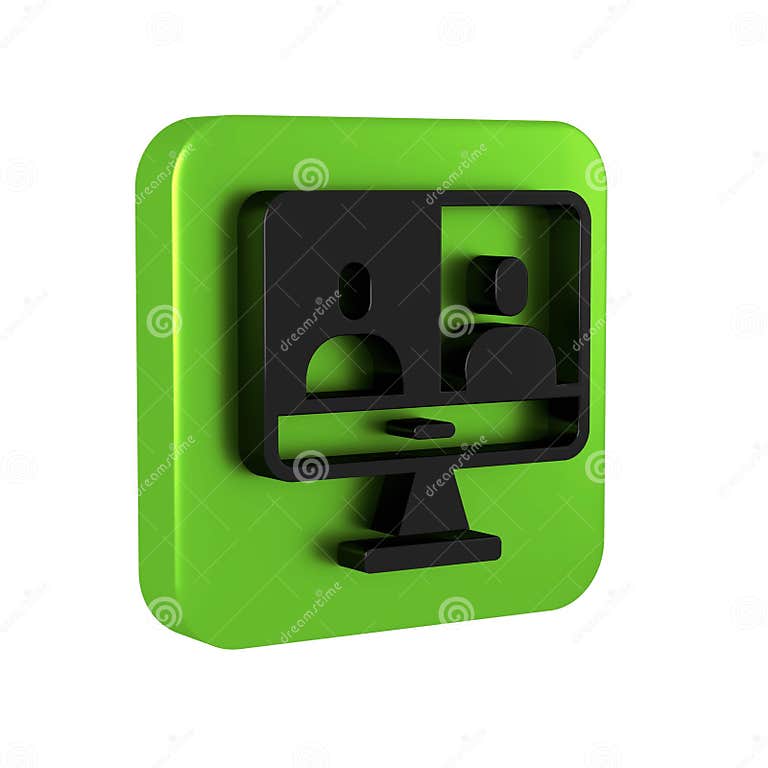 Black Video Chat Conference Icon Isolated on Transparent Background ...