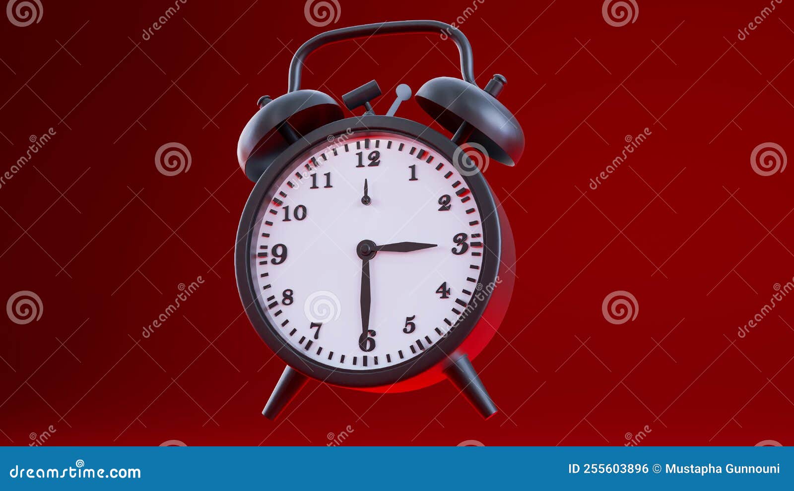 Black Vintage Alarm Clock Falling On The Floor On Red Background Stock ...