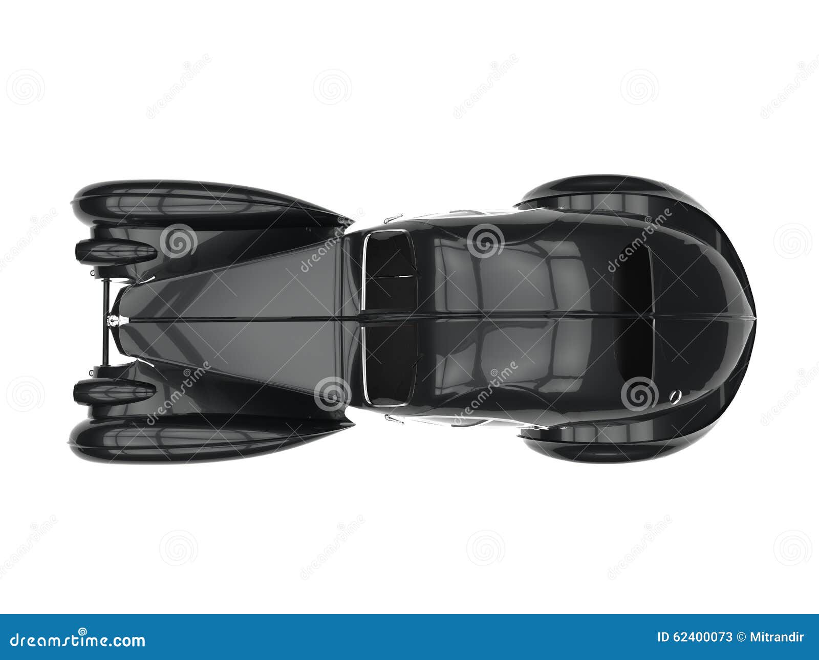 Black Vintage Concept Car - Top View Stock Illustration - Illustration ...