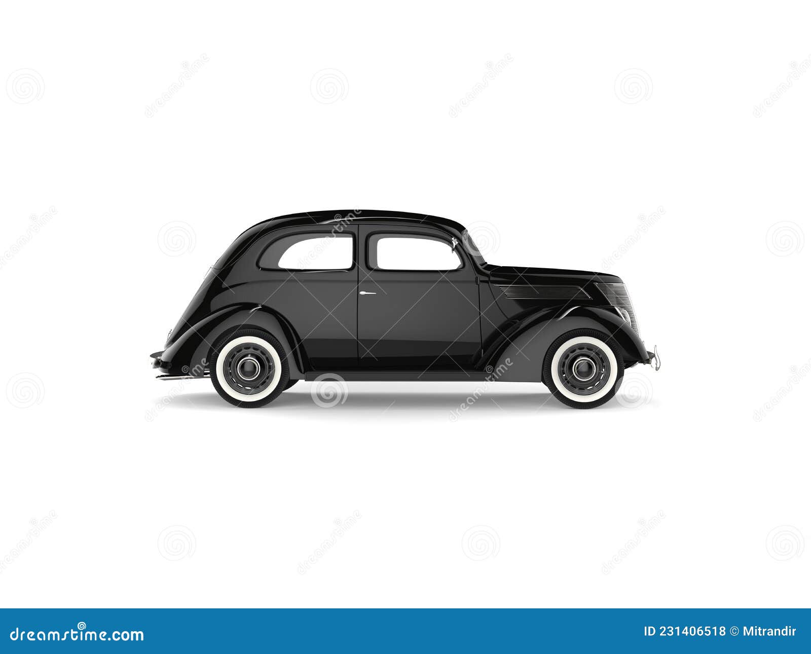 Black Vintage Cool Car - Side View Stock Illustration - Illustration of ...