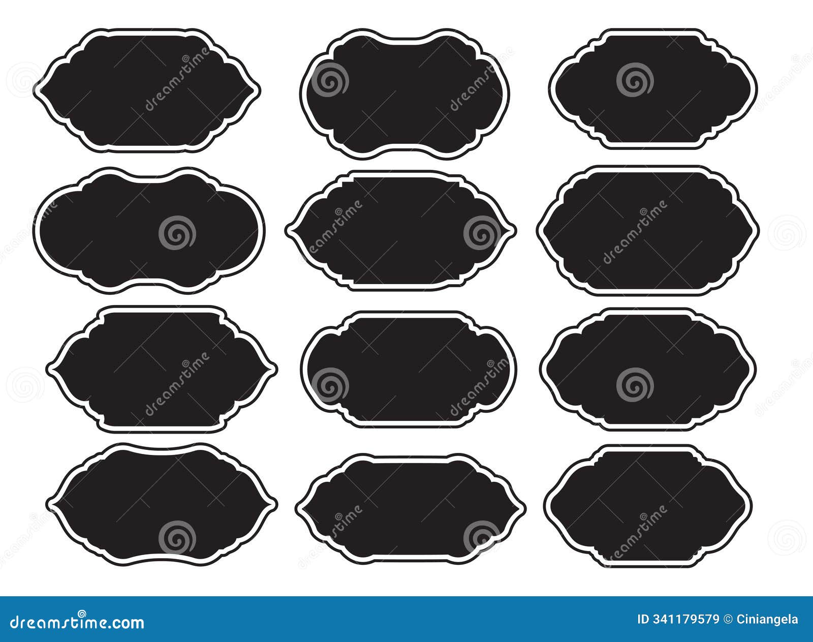 Black Vintage Label or Emblem Set for Jars or Bottles. Isolated Retro ...