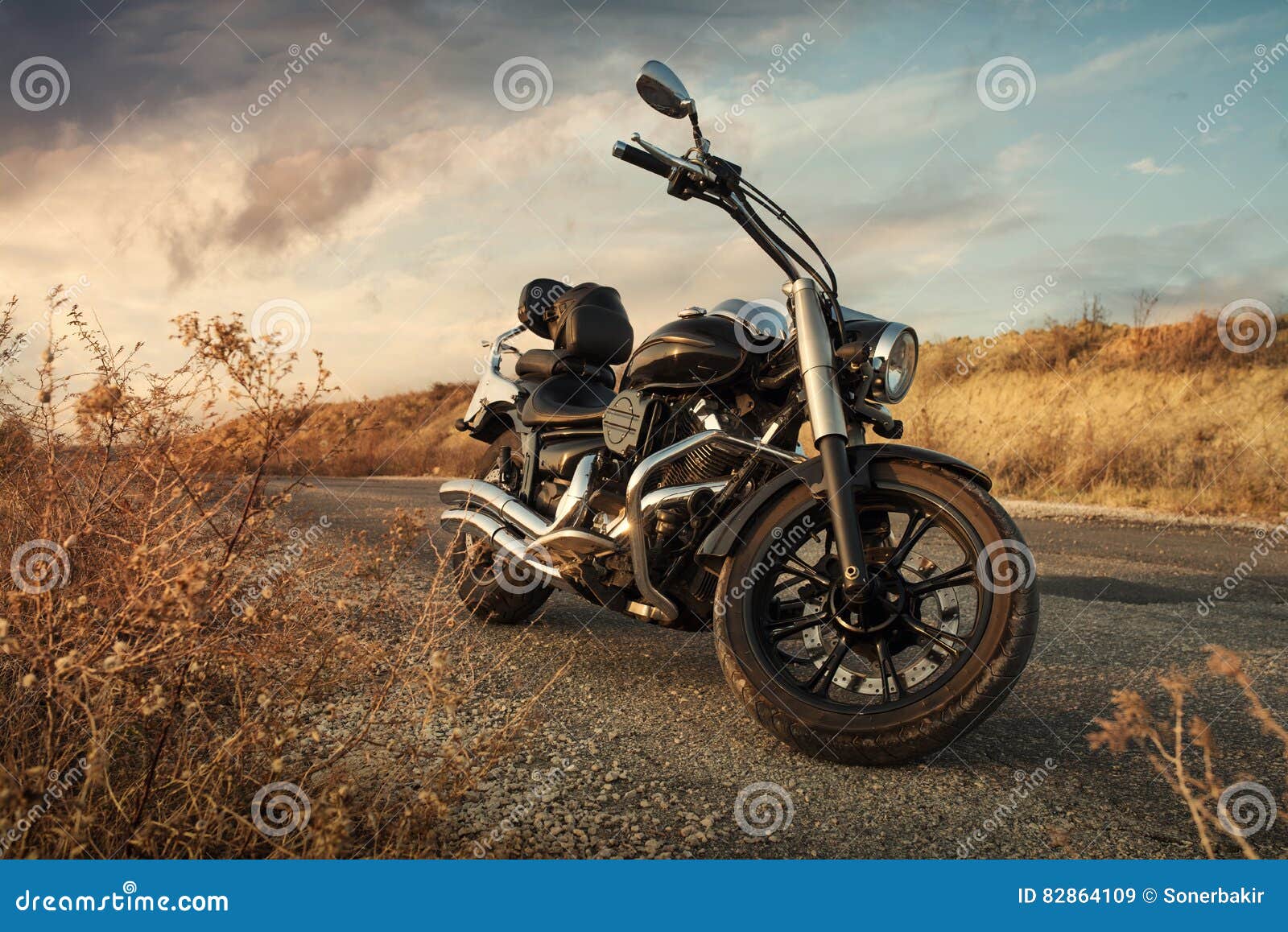 Black Vintage Motorbike on the Road. Front View. Editorial Stock Image ...