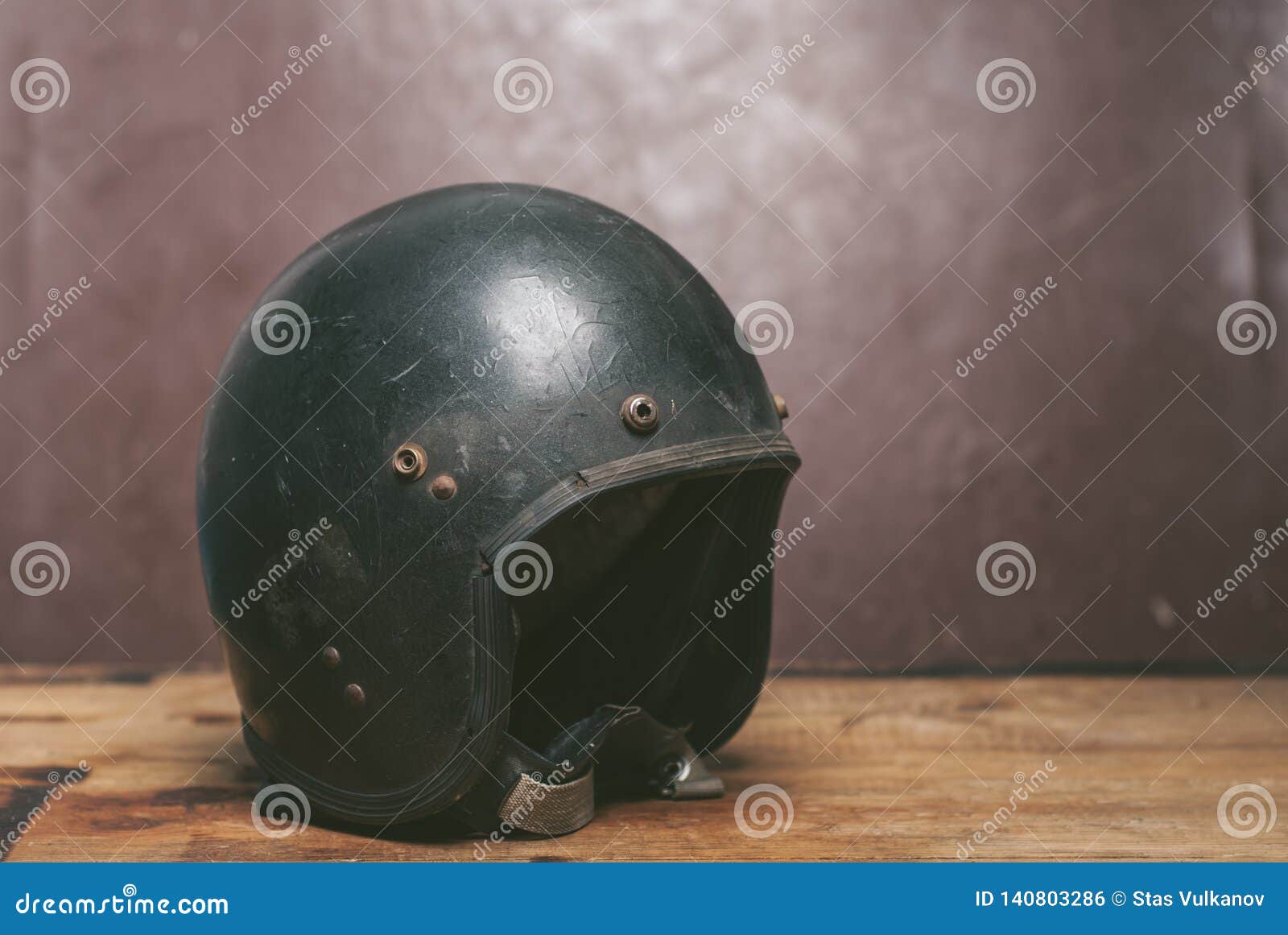 Black Vintage Motorcycle Helmet, Classic Helmet, Old Scratched Helmet ...