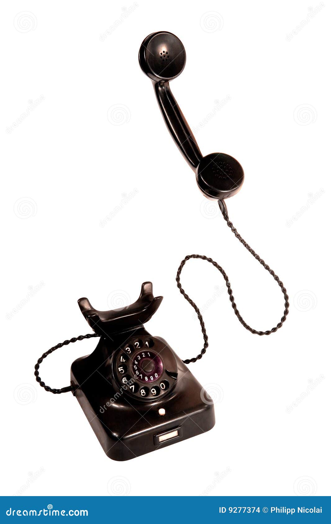 Black Vintage Telephone, Isolation on White Stock Photo - Image of ...