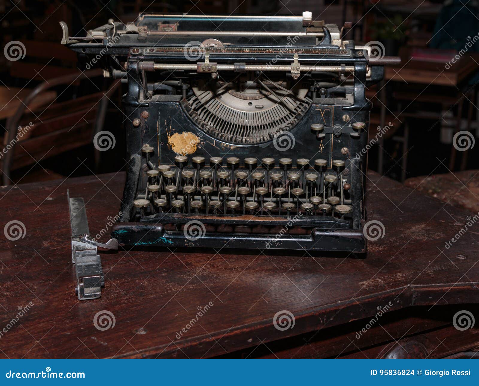 Black Vintage Typewriter: Front View Stock Photo - Image of equipment ...