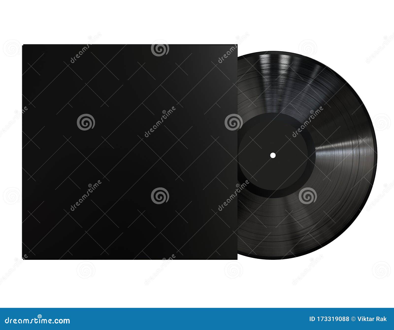 Black Vinyl Disc Record with Black Cover Sleeve and Black Label ...